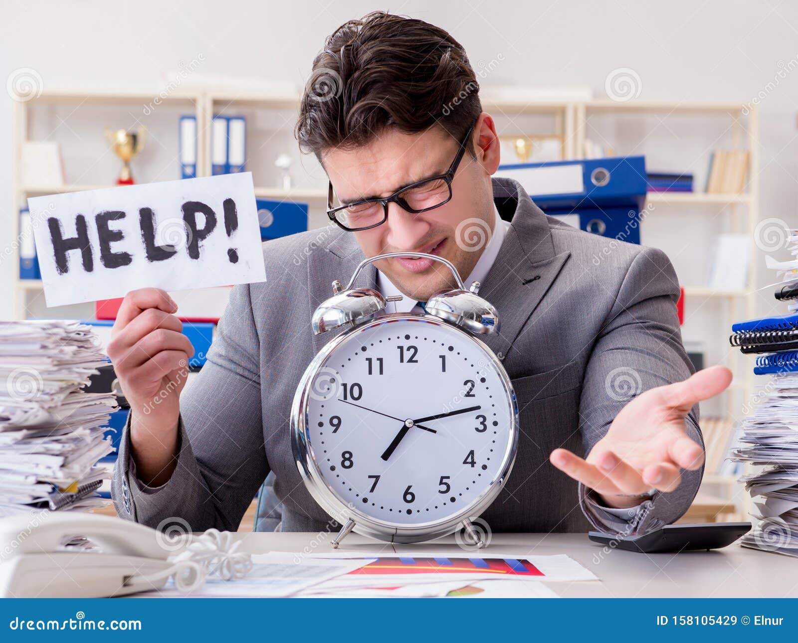 Businessman Missing Deadlines Due To Excessive Work Stock Image - Image ...