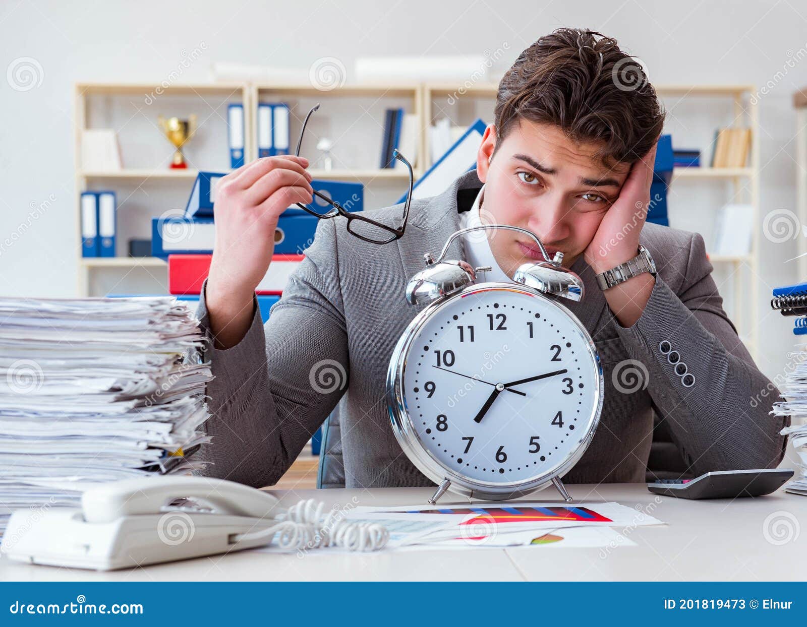 Businessman Missing Deadlines Due To Excessive Work Stock Image - Image ...