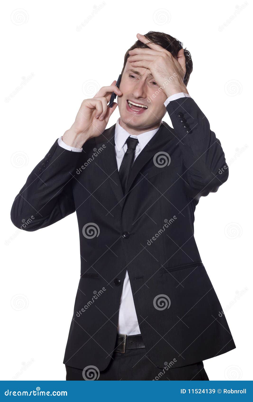 Businessman with a Mobile Phone and Headache Stock Image - Image of ...