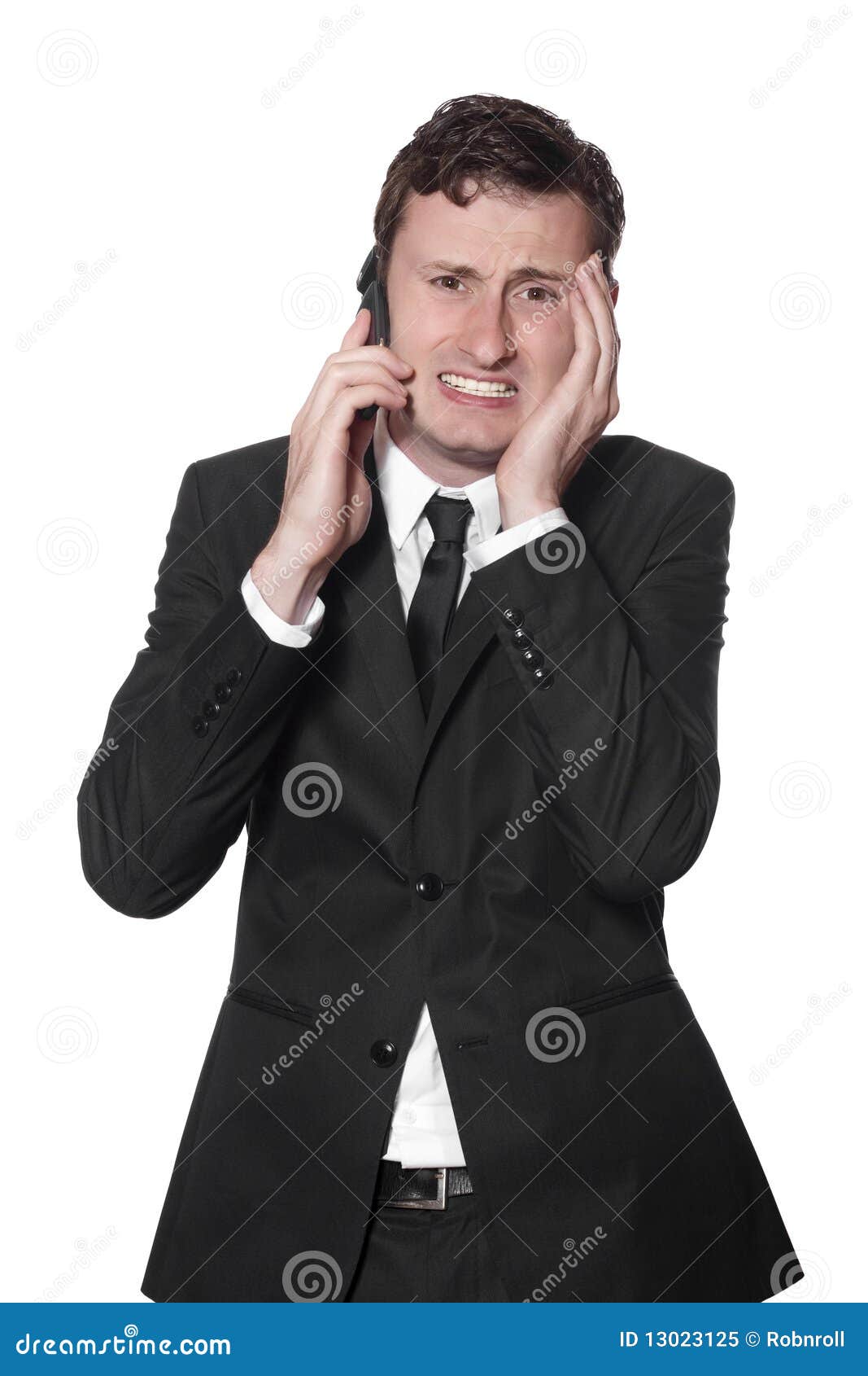 Businessman with a Mobile Phone and Headache Stock Image - Image of ...