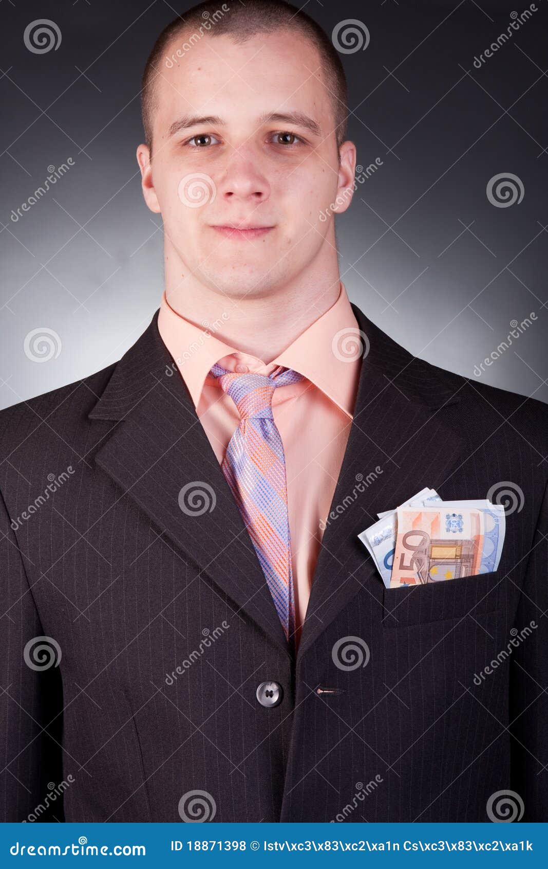 Businessman with money stock photo. Image of bill, looking - 18871398