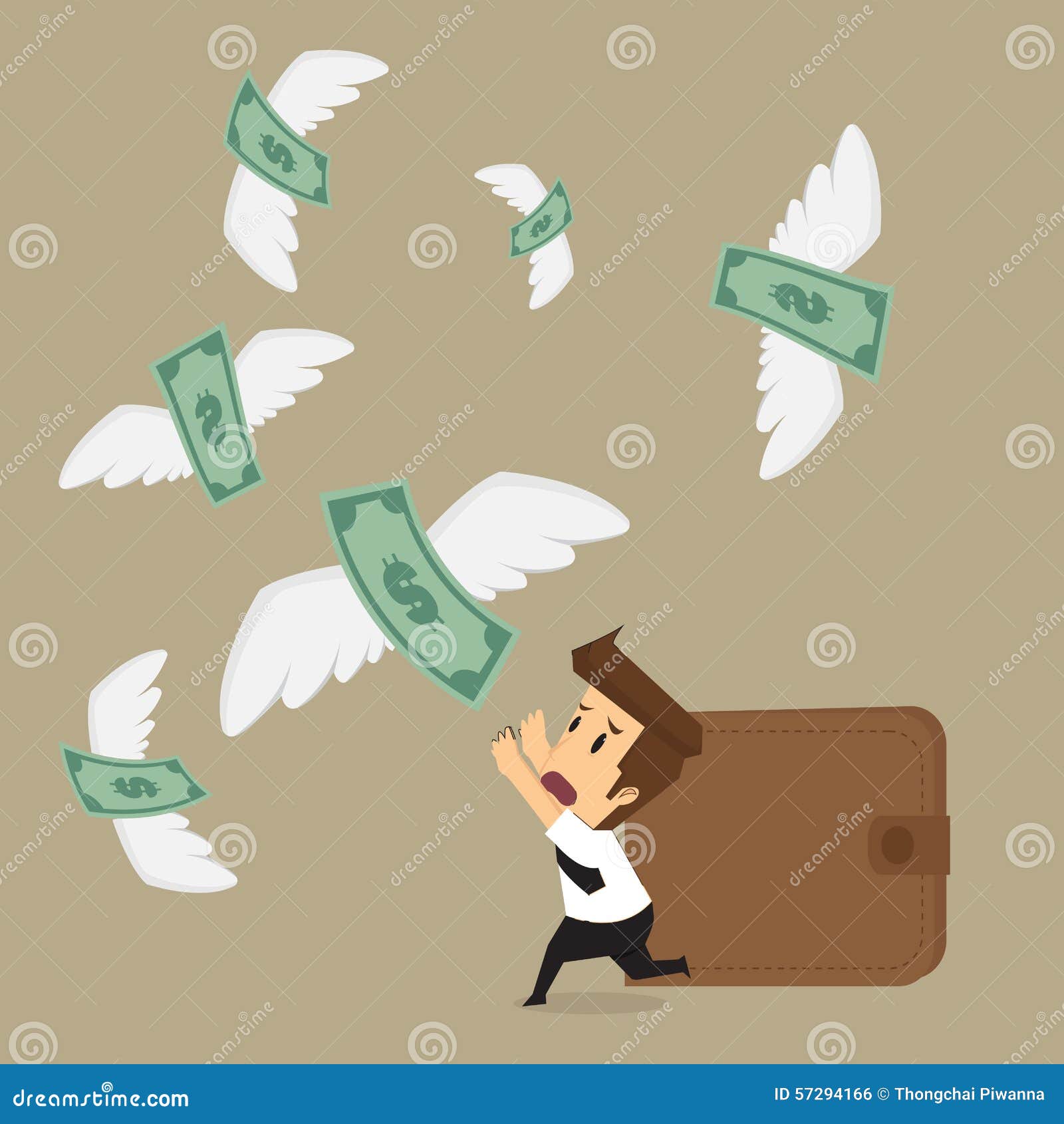 Businessman with Money Flying Away Stock Vector - Illustration of ...