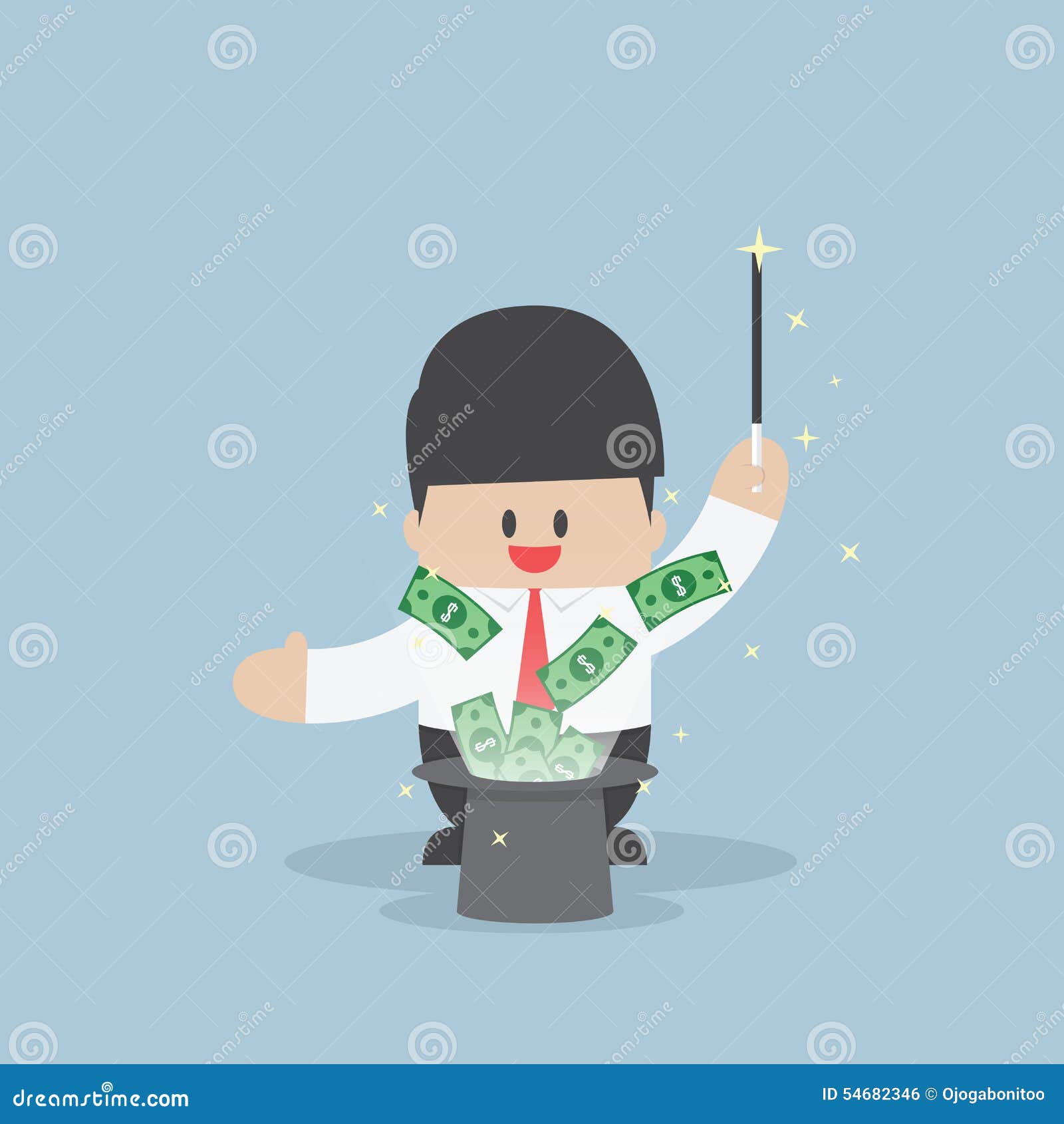 Businessman with Money Flying from Magic Hat Stock Vector ...