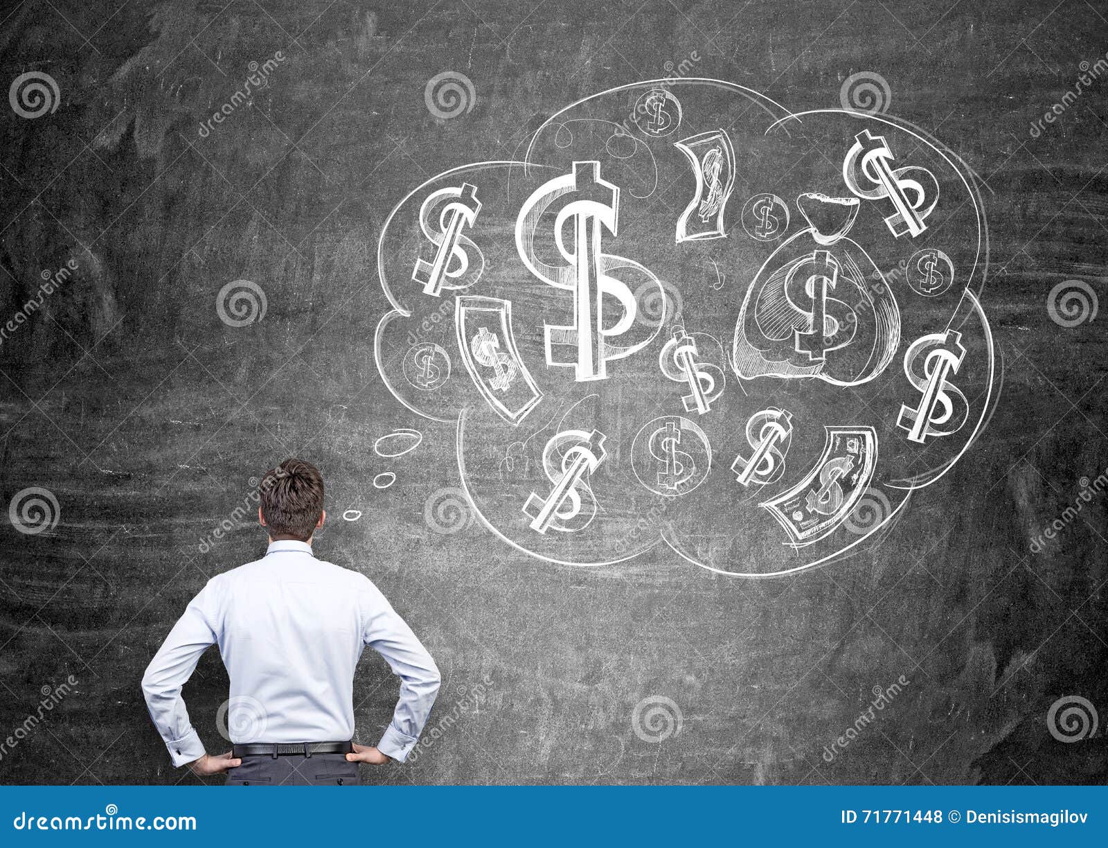 Businessman with Money on Mind Stock Photo - Image of drawing ...
