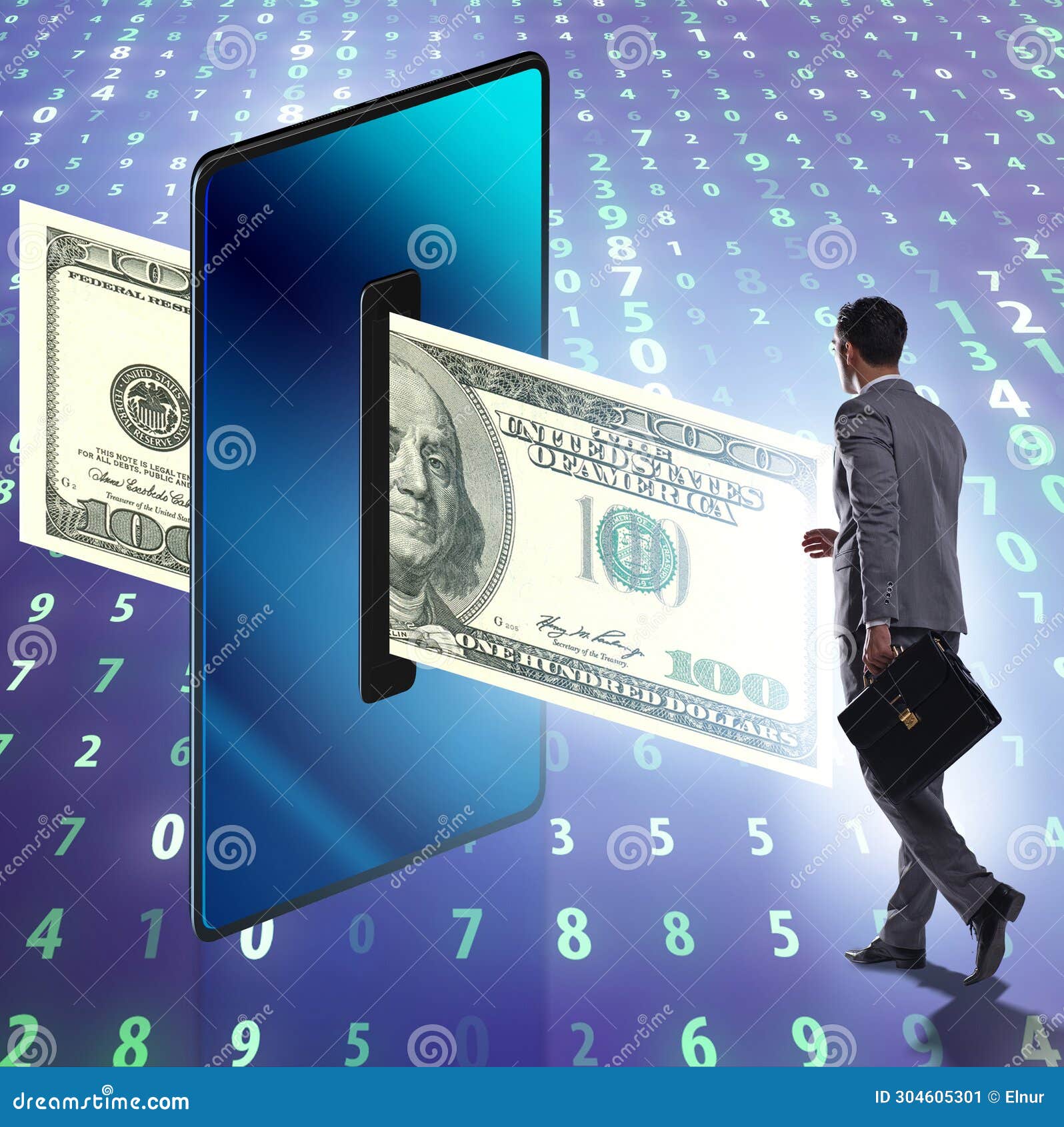 Businessman in Money Transfer Concept Stock Image - Image of checkout ...