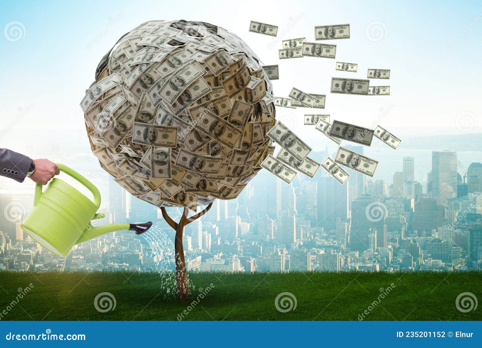 Businessman with Money Tree in Business Concept Stock Photo - Image of ...