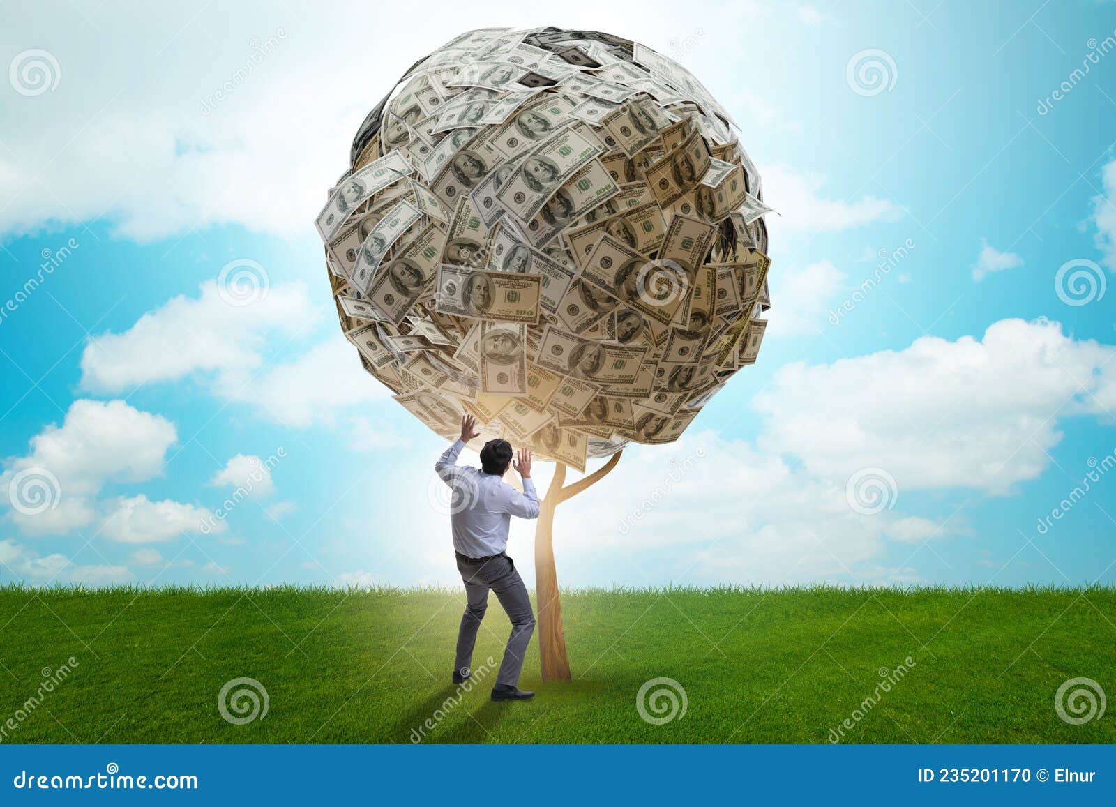 Businessman with Money Tree in Business Concept Stock Photo - Image of ...