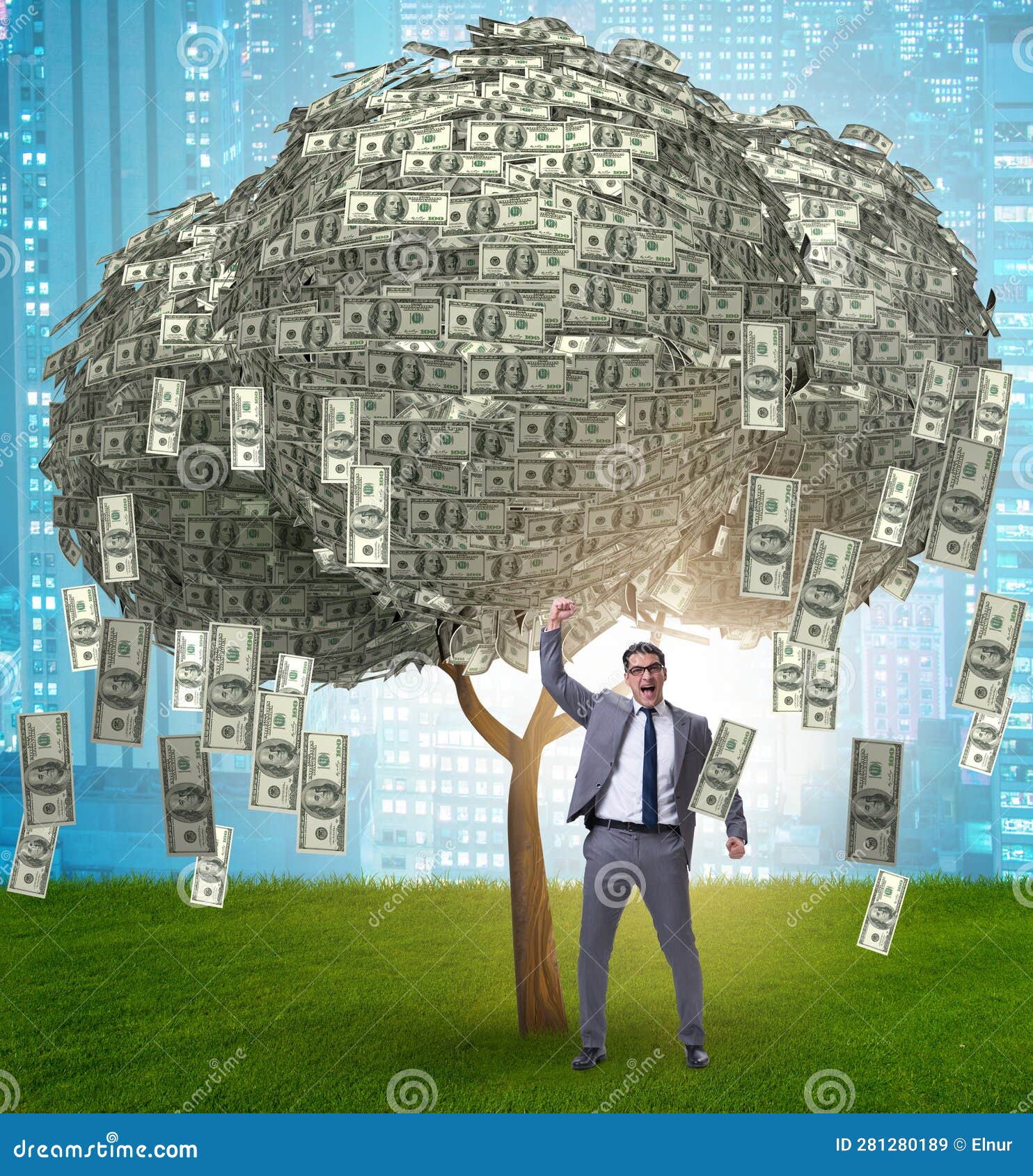 Businessman with Money Tree in Business Concept Stock Image - Image of ...