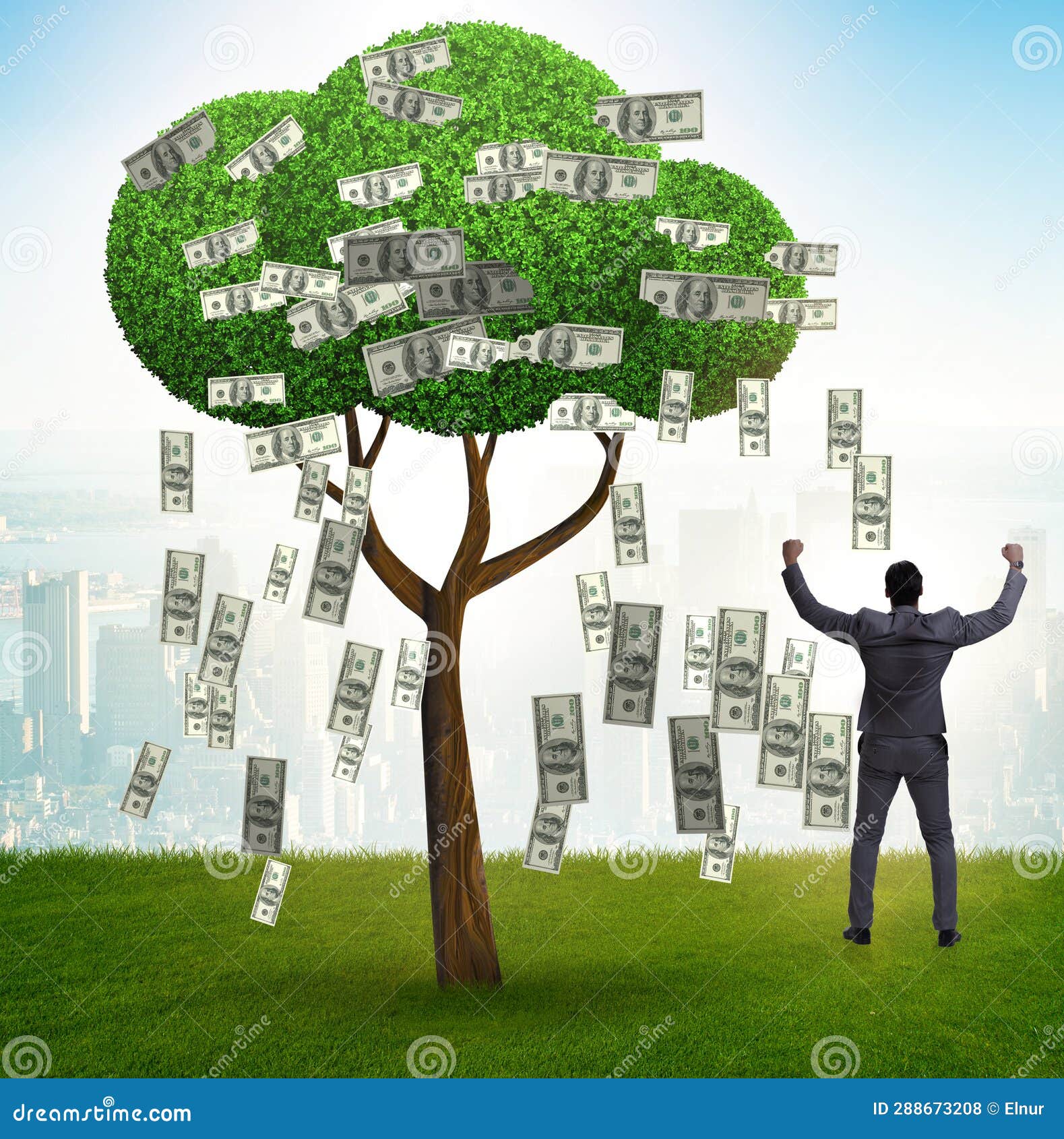 Businessman with Money Tree in Business Concept Stock Photo - Image of ...