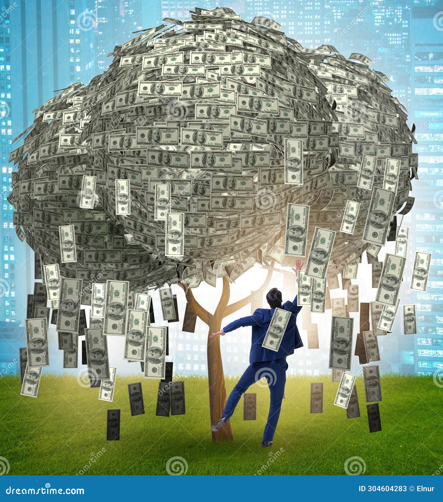 Businessman with Money Tree in Business Concept Stock Image - Image of ...