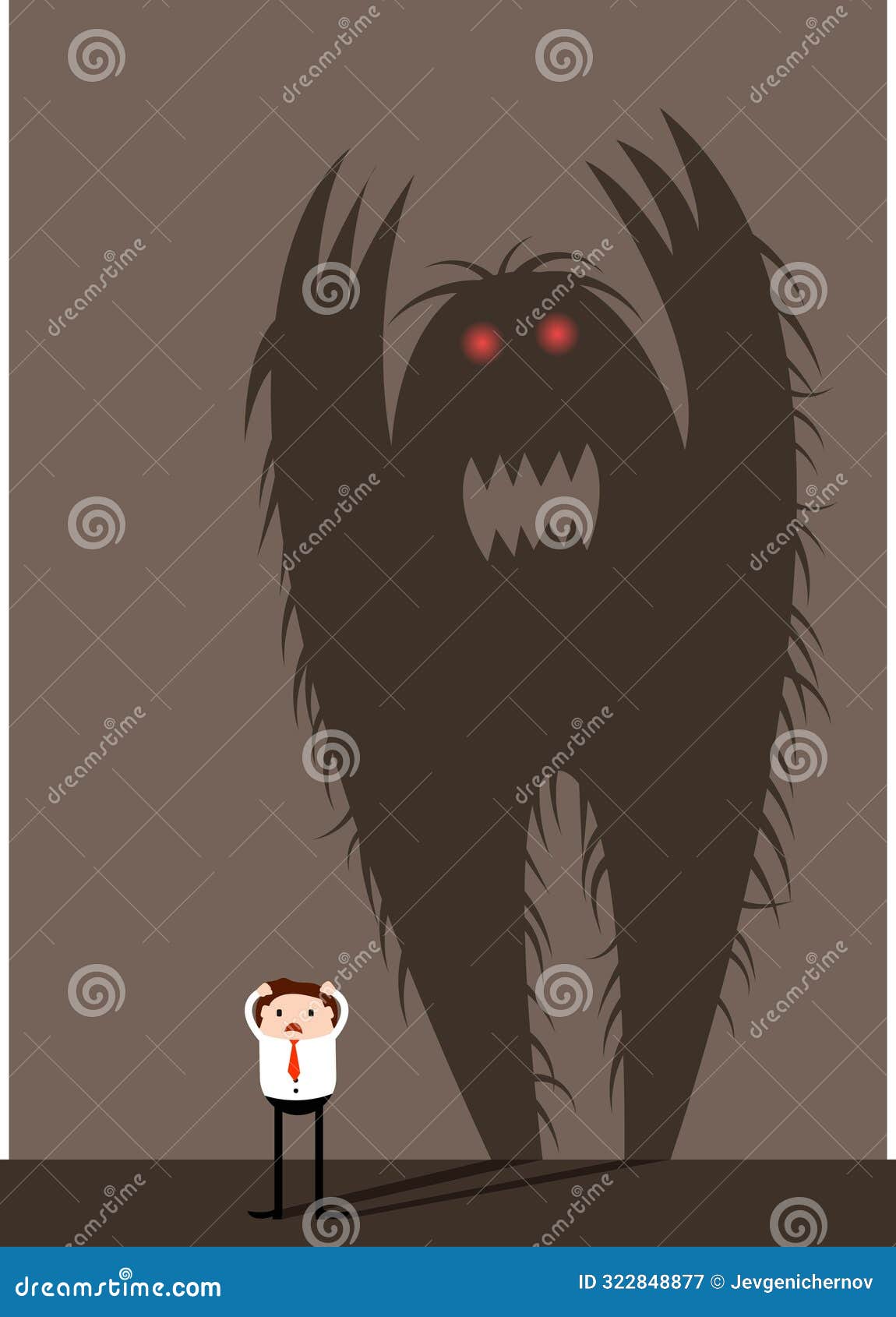 Businessman with Monster Shadow Psyche Problem and Anxiety Stock Vector ...