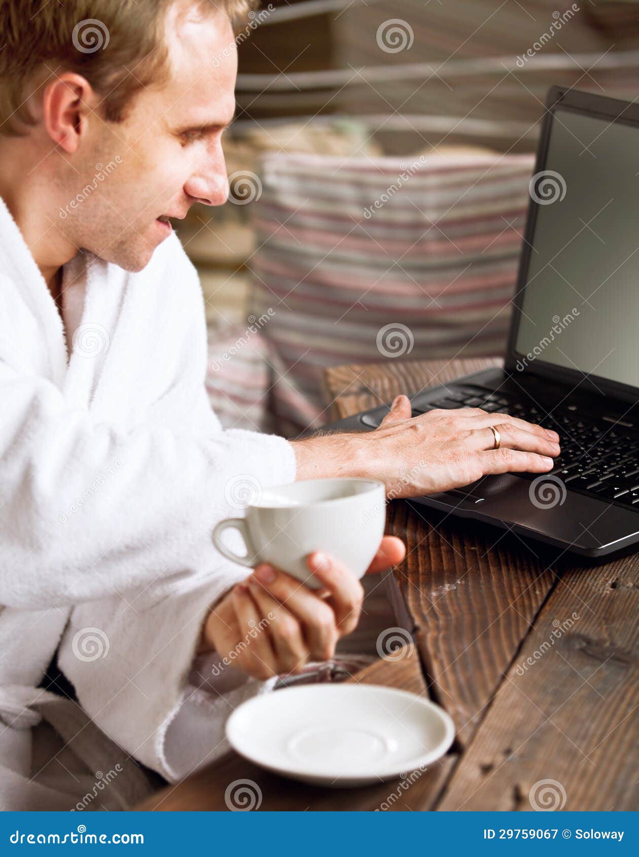 Morning Cup of Coffe with Laptop Stock Image - Image of email ...