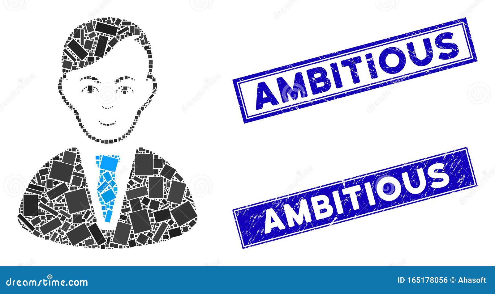 Businessman Mosaic and Grunge Rectangle Ambitious Seals Stock ...