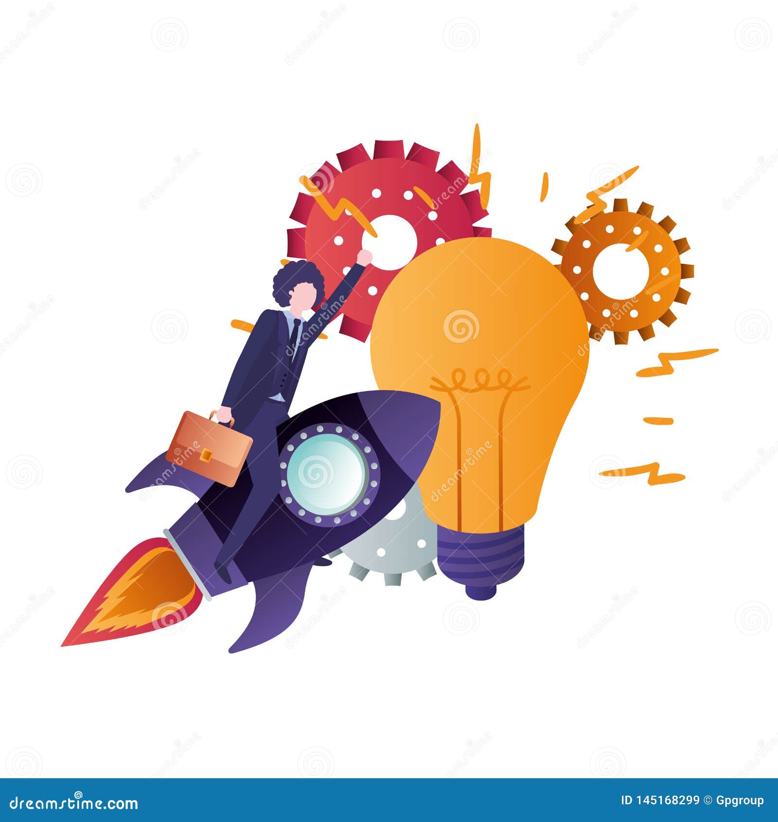 Businessman Mounted on Rocket Avatar Character Stock Vector ...