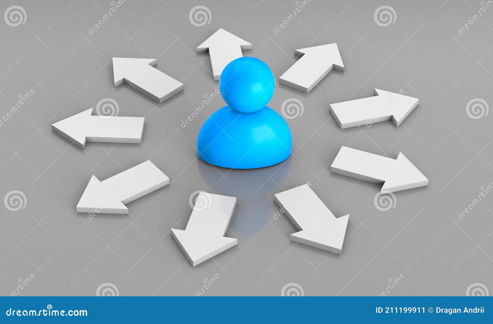 Businessman Moving Direction. Businessman and Arrows in Different ...