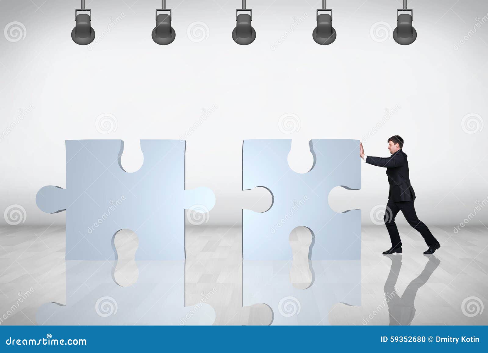 Businessman moving puzzle stock photo. Image of making - 59352680