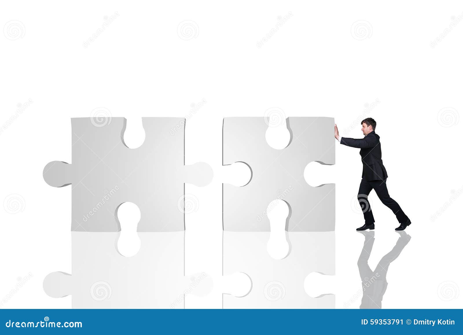 Businessman moving puzzle stock image. Image of implementation - 59353791