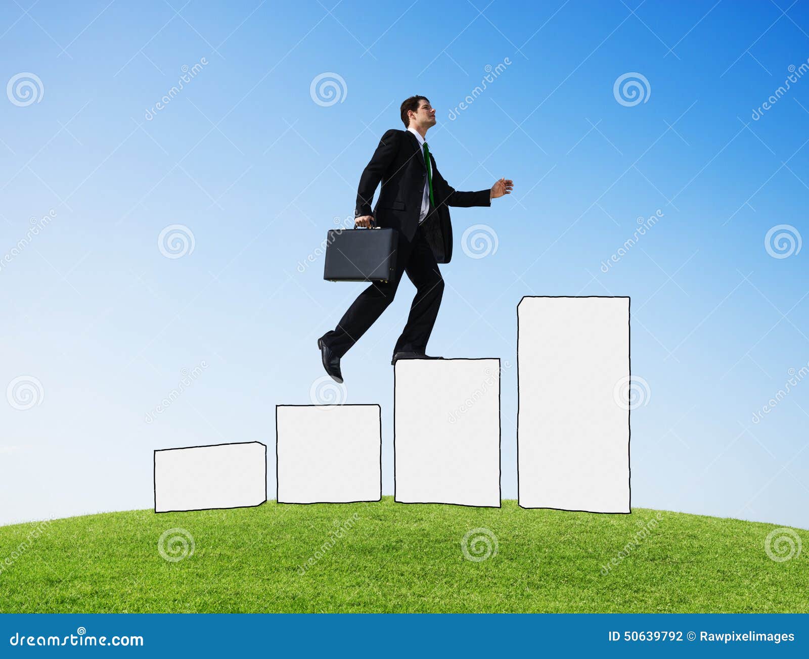 Businessman Moving Up Development Success Goal Victory Concept Stock ...