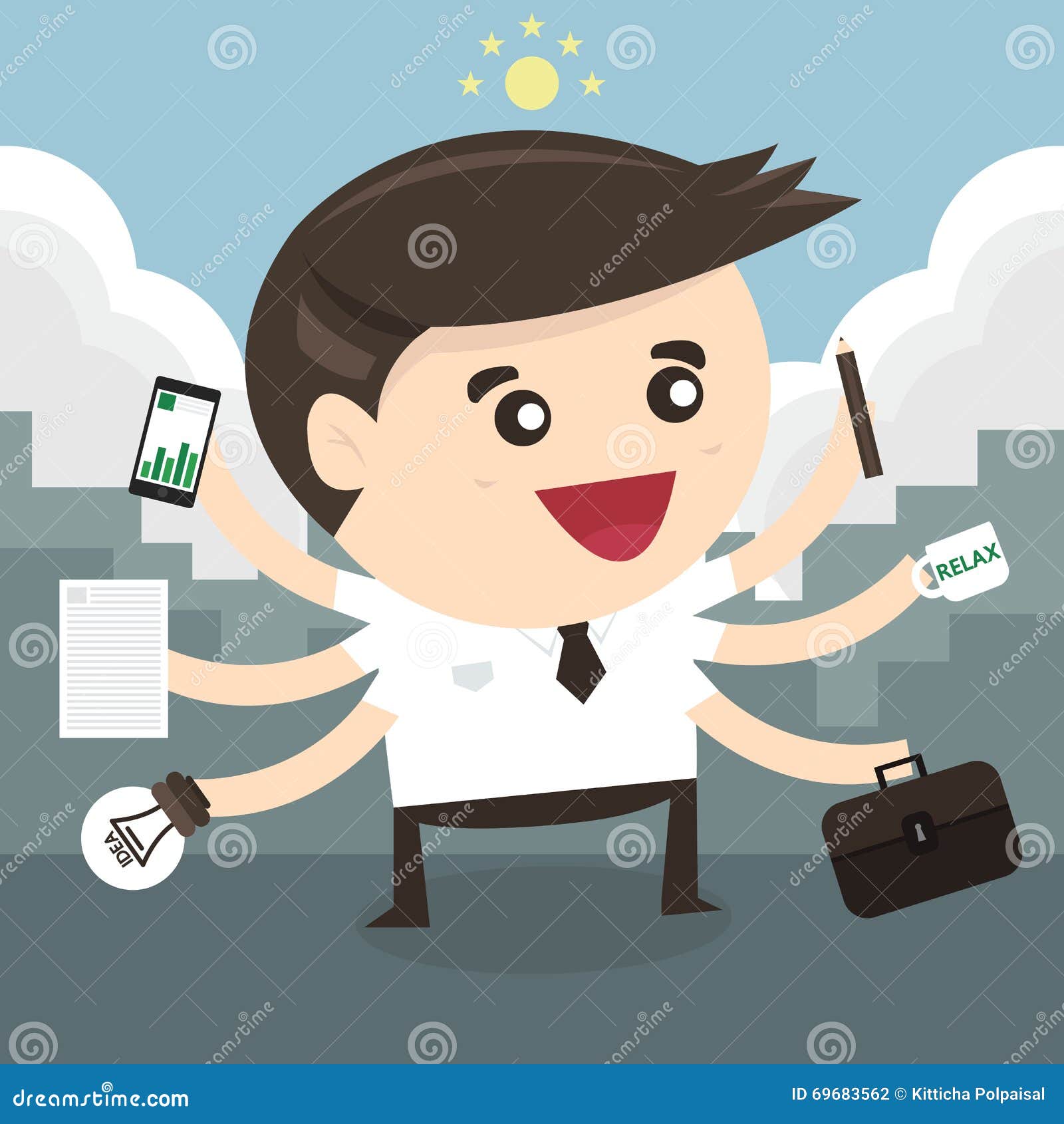 Businessman with Multi Tasking and Multi Skill Stock Illustration ... Businessman with Multi Tasking and Multi Skill Stock Illustration ...