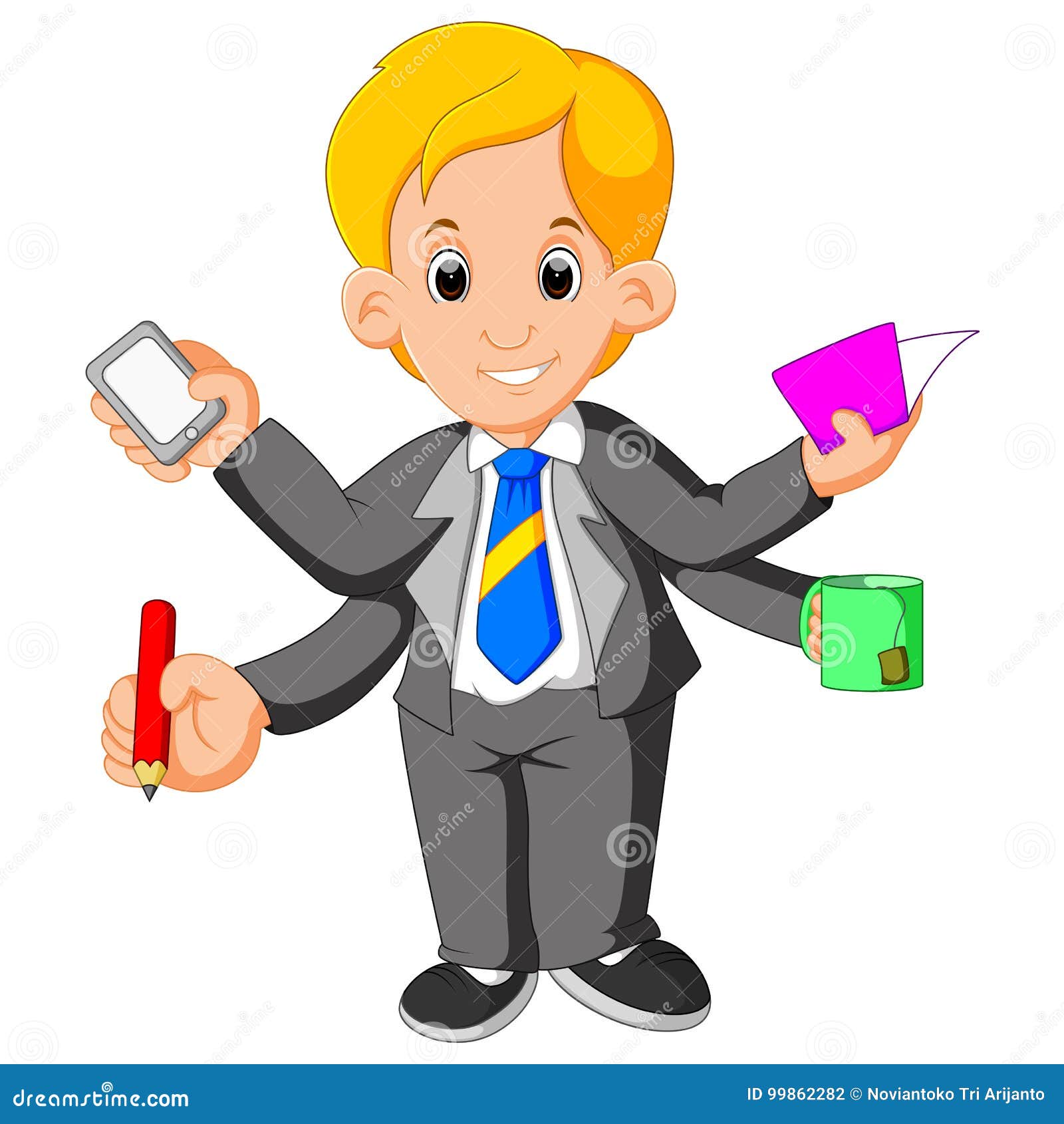 Multi Tasking And Working As Chef Concept Royalty-Free Cartoon ...