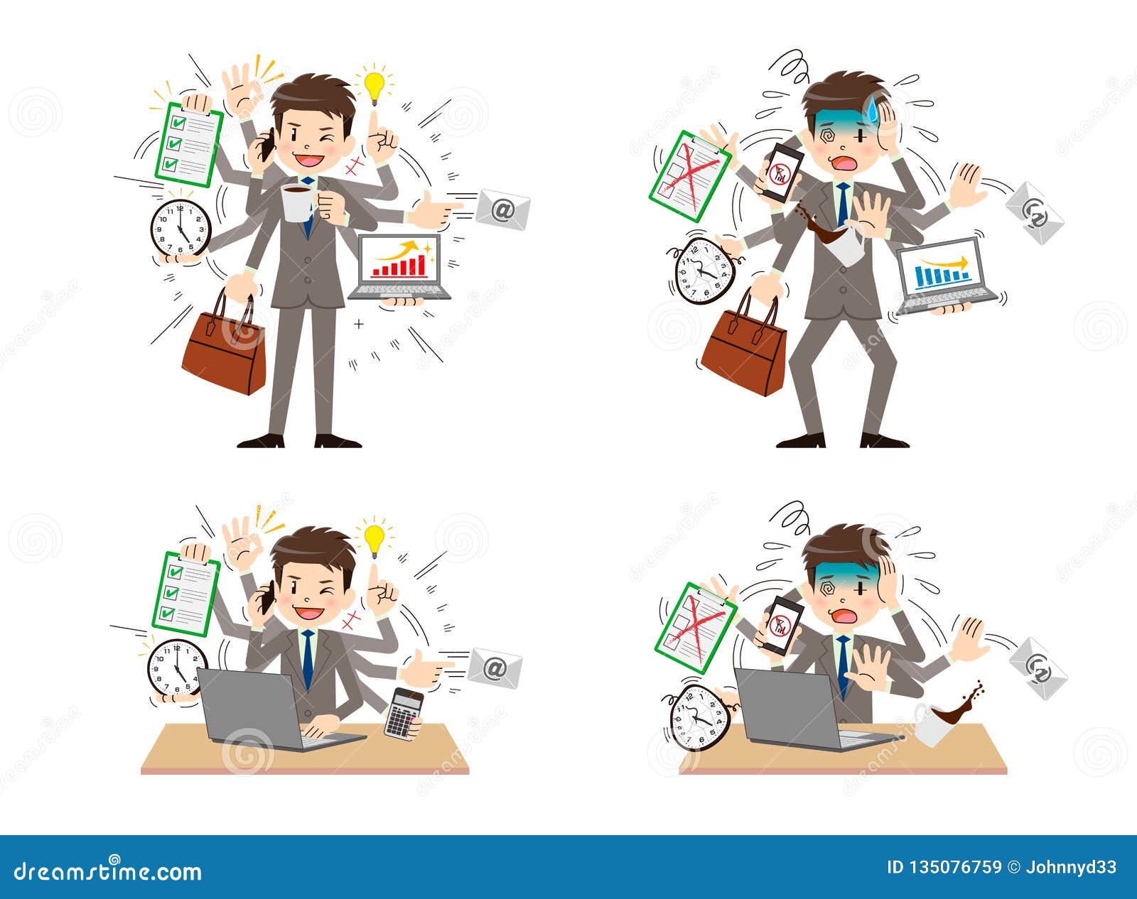 Businessman with Multi Tasking and Multi Skill Stock Vector ...