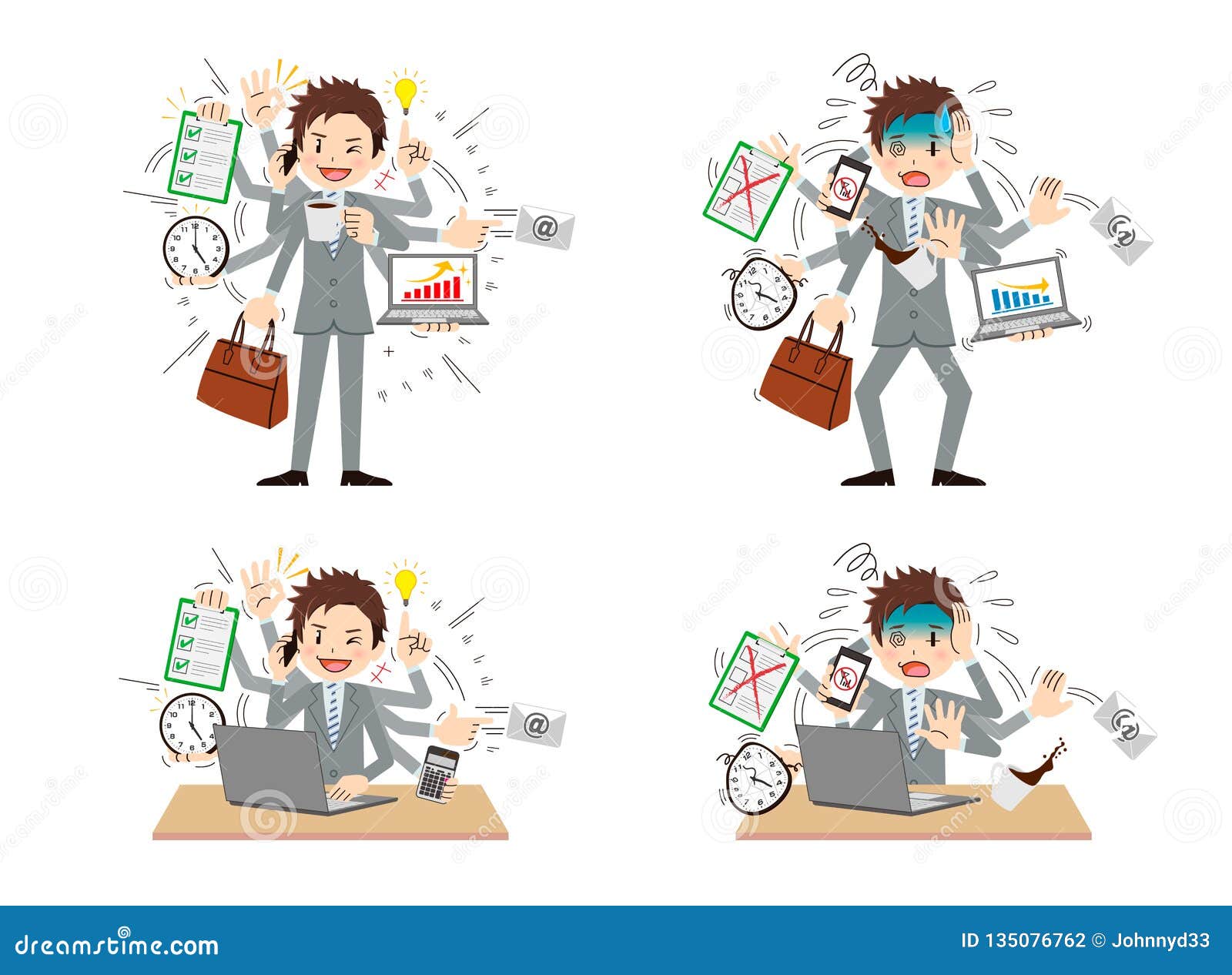 Businessman with Multi Tasking and Multi Skill Stock Vector ...
