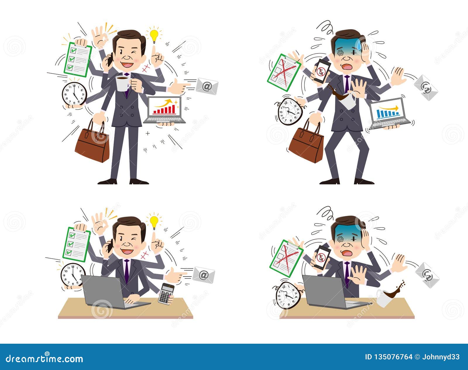 Businessman with Multi Tasking and Multi Skill Stock Vector ...