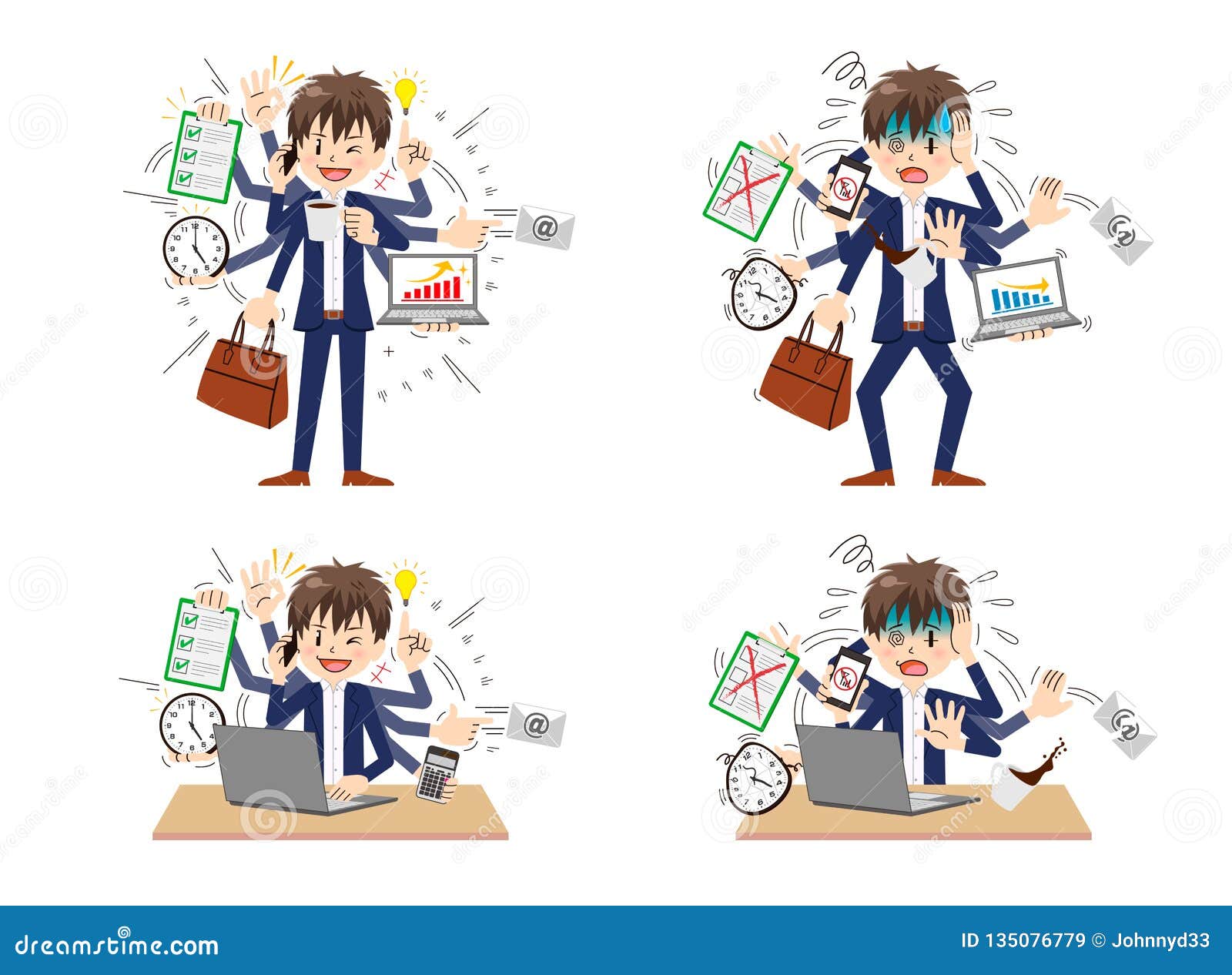 Businessman with Multi Tasking and Multi Skill Stock Vector ...