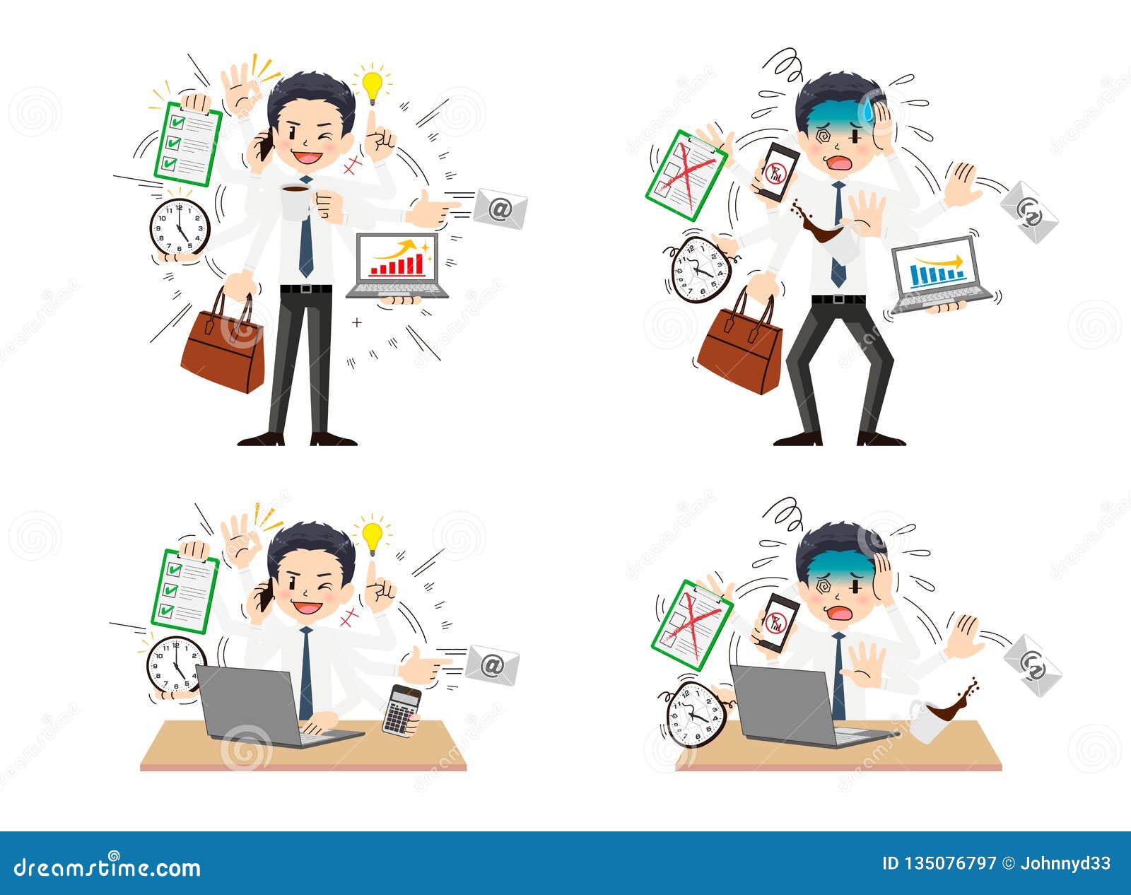 Businessman with Multi Tasking and Multi Skill Stock Vector ...