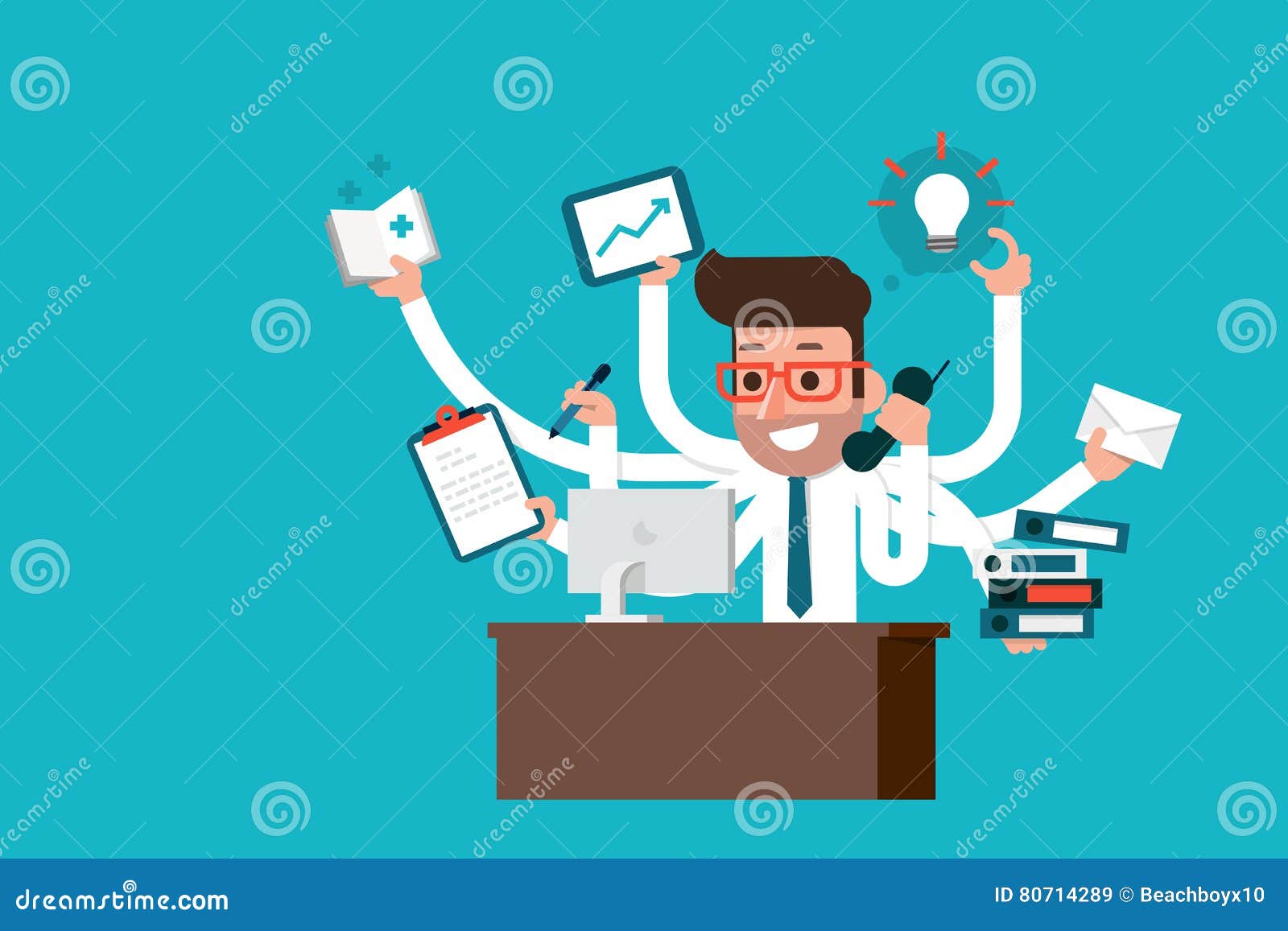Businessman with Multi Tasking Skills. Stock Vector - Illustration of ... Businessman with Multi Tasking Skills. Stock Vector - Illustration of ...