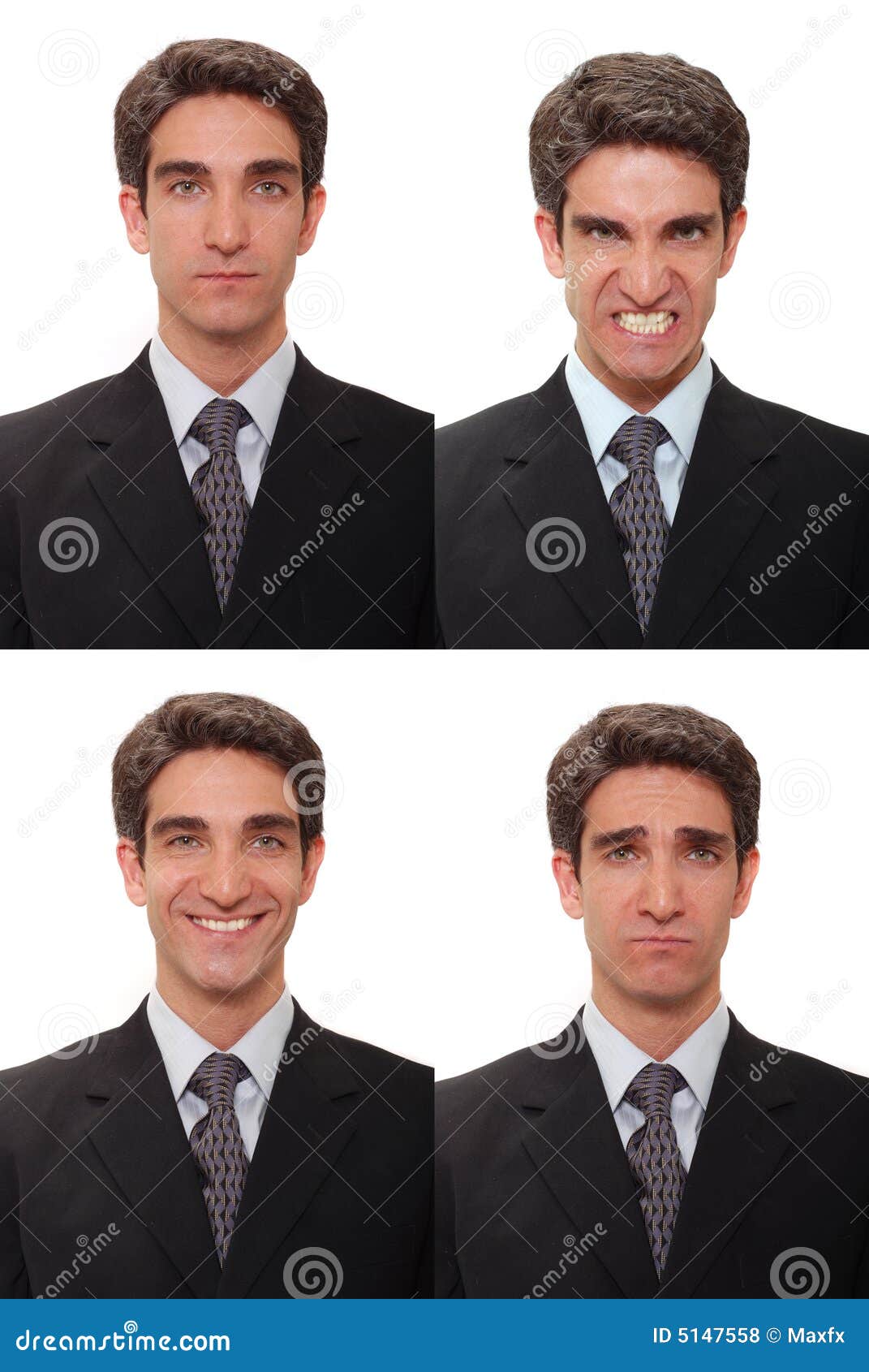 Businessman with Multiple Expressions Stock Photo - Image of bored ...