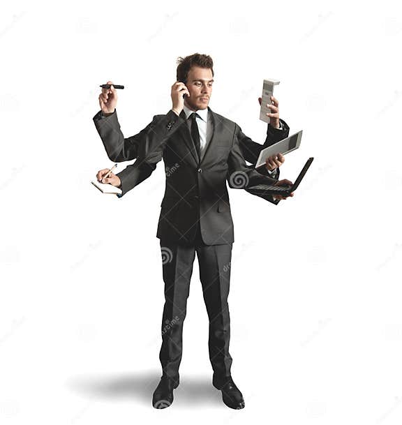 Businessman multitasking stock photo. Image of leader - 25640436
