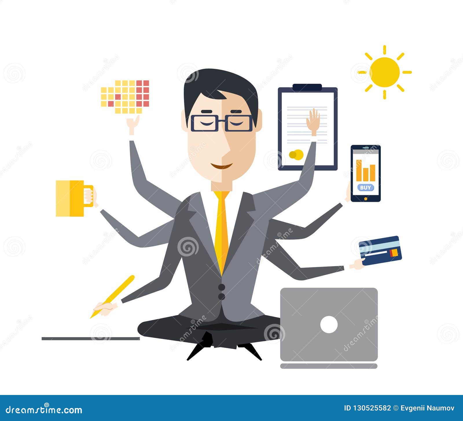 Businessman with Multitasking Stock Vector - Illustration of ...