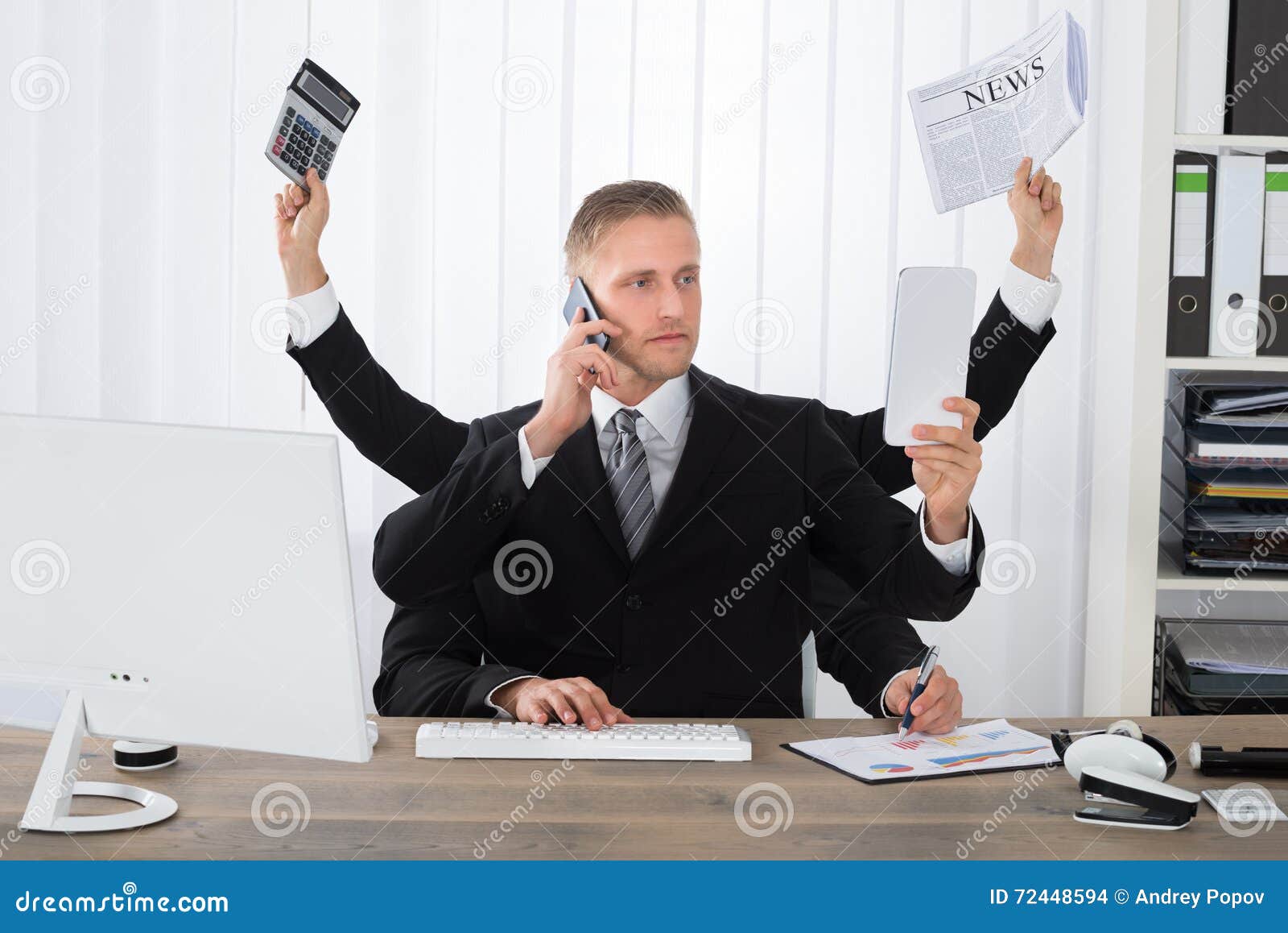 Businessman Multitasking stock photo. Image of workload - 72448594
