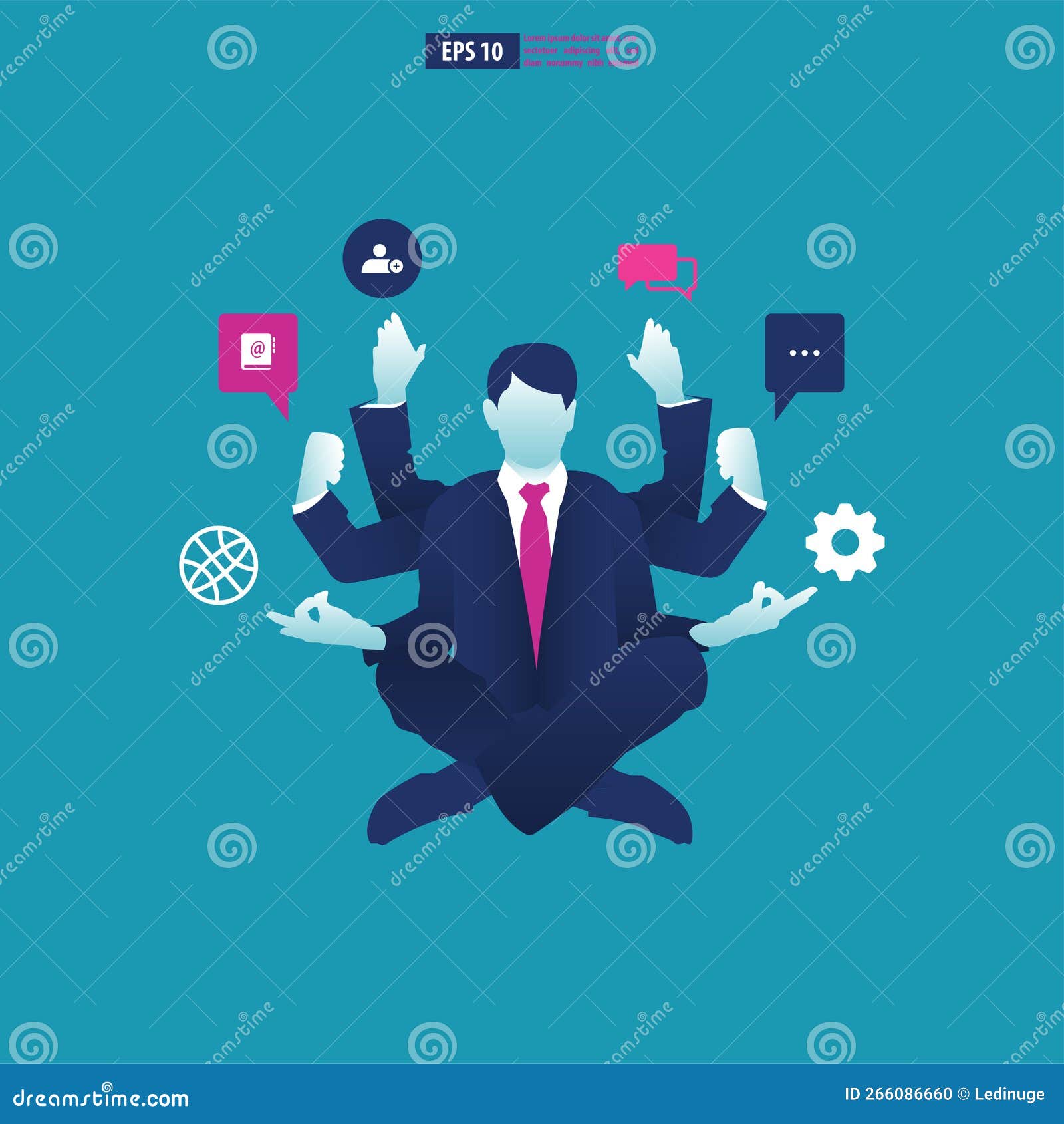 Businessman with Multitasking and Multi Skill. Businessman in Meditate ...