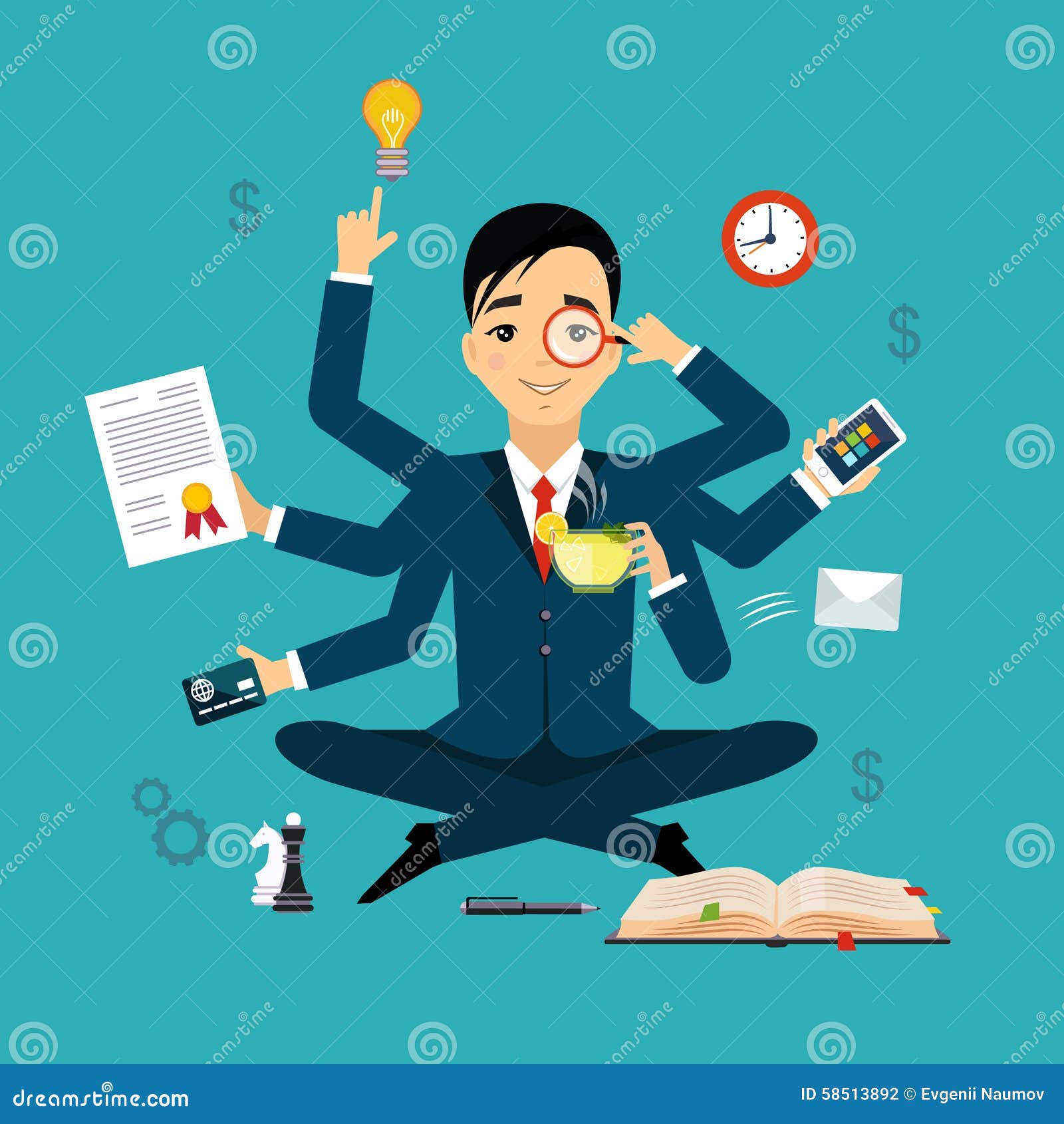 Businessman with Multitasking and Multi Skill Stock Vector ...