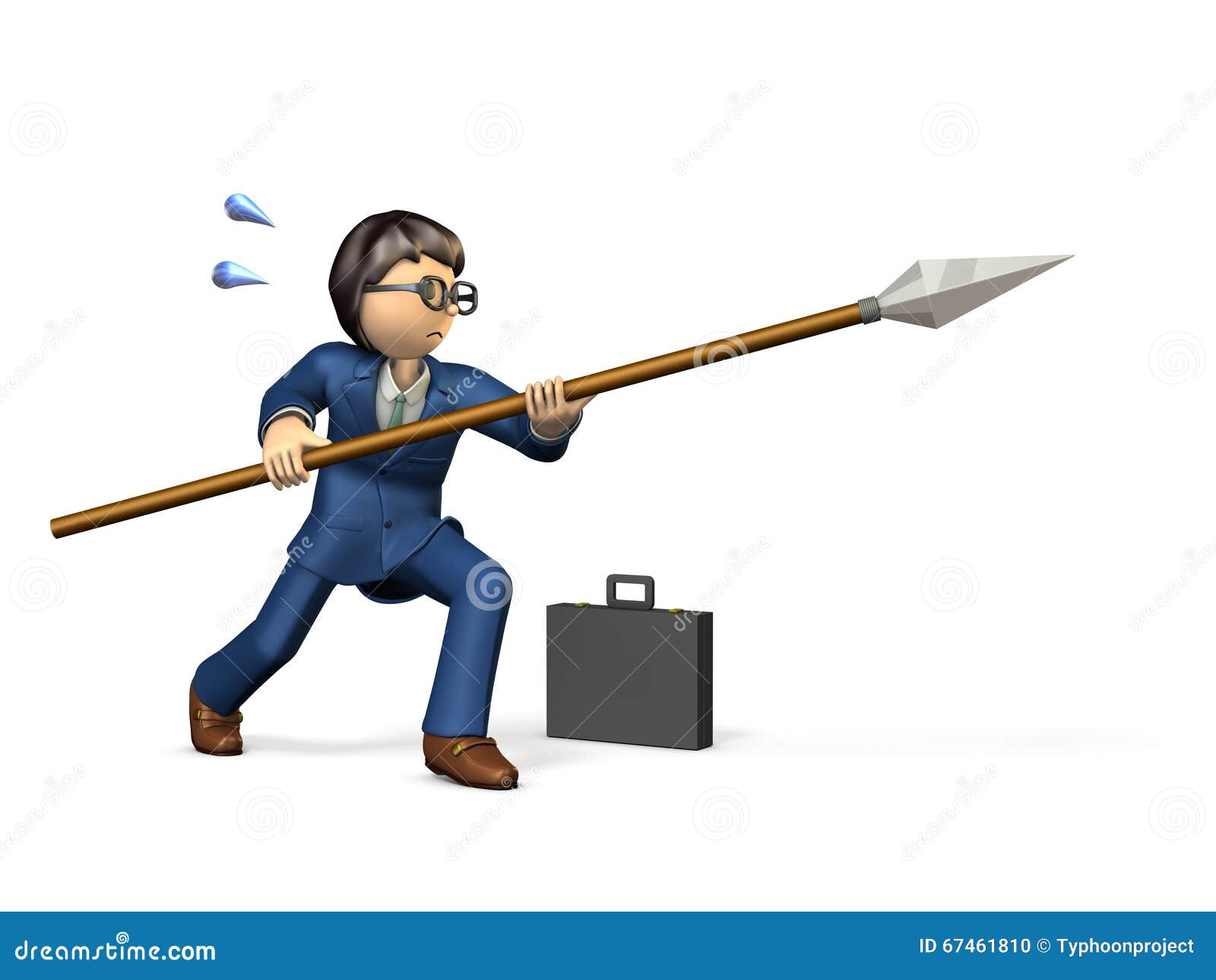 Businessman Must Fight by the Anachronistic Way. Stock Illustration ...