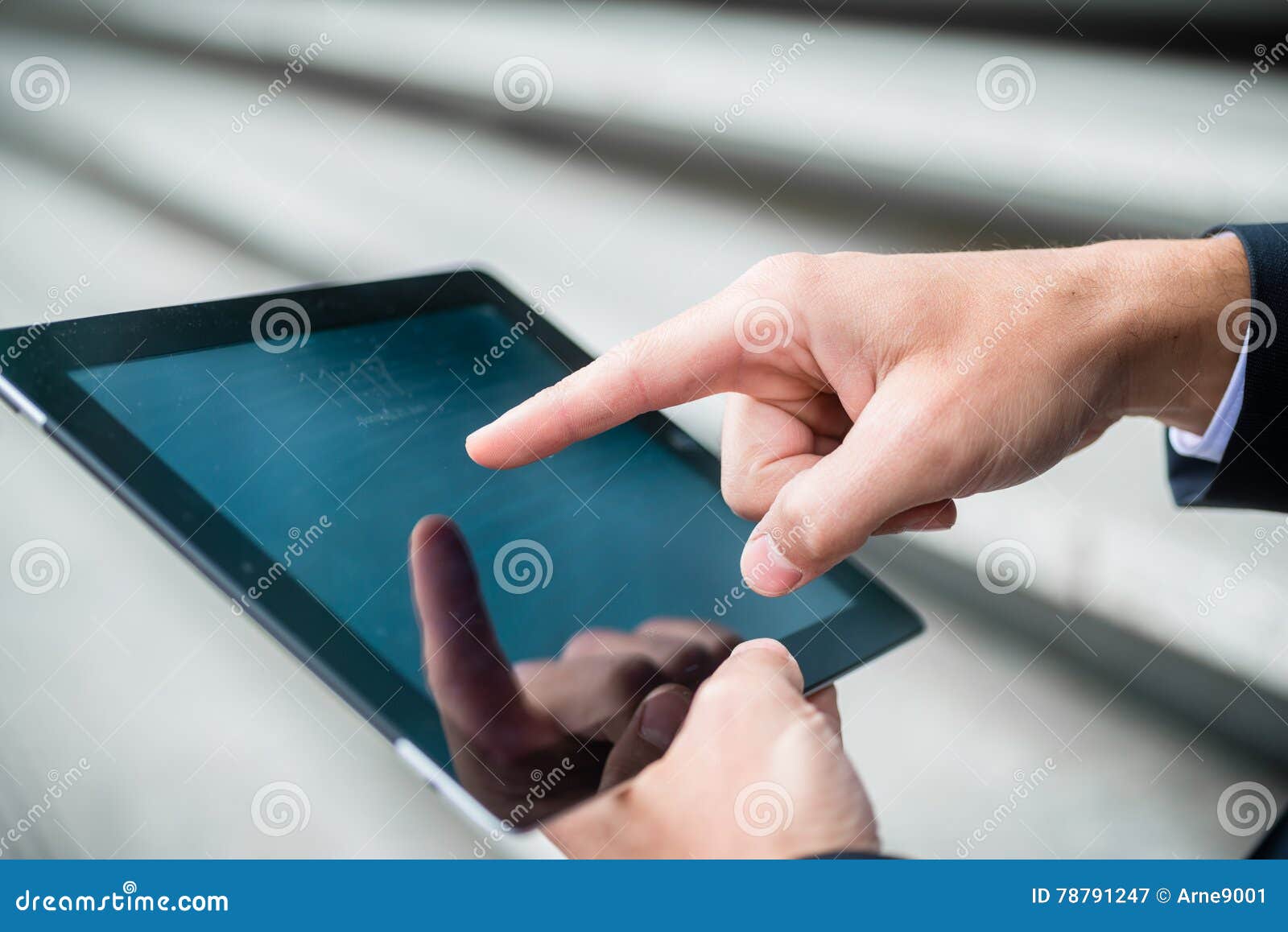 Businessman Navigating on a Tablet Computer Stock Image - Image of ...