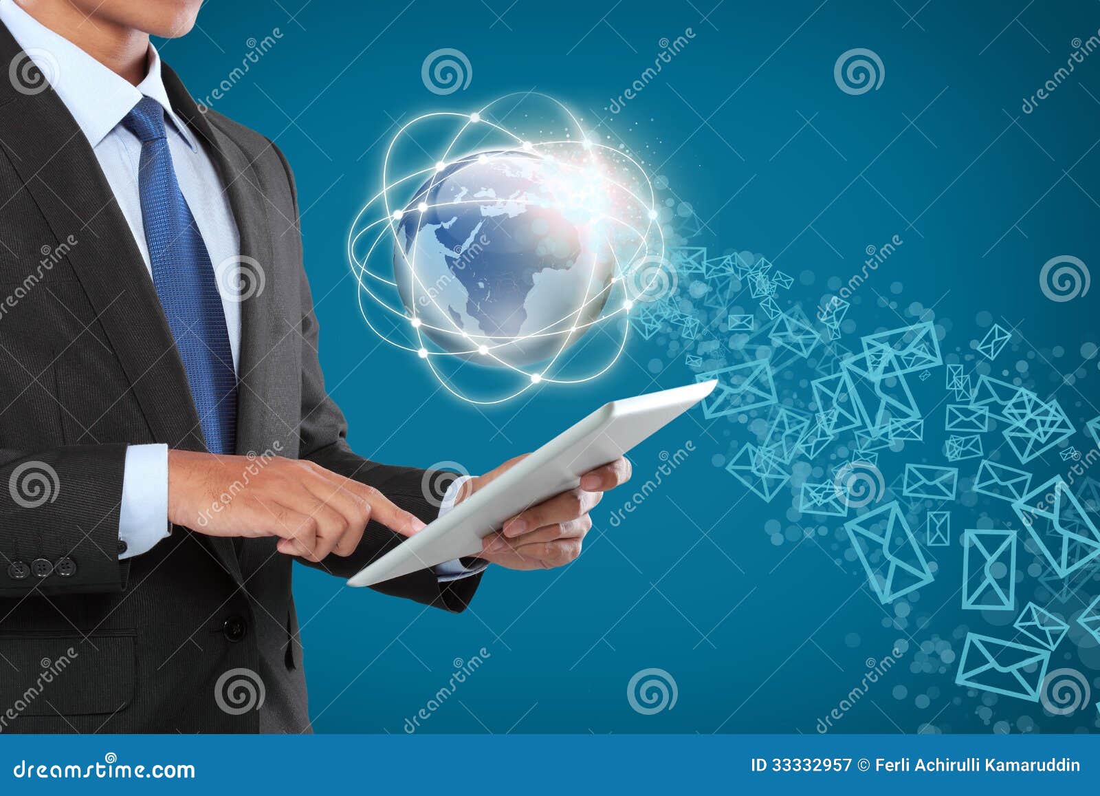 Businessman Navigating in Virtual Reality Interface Stock Image - Image ...