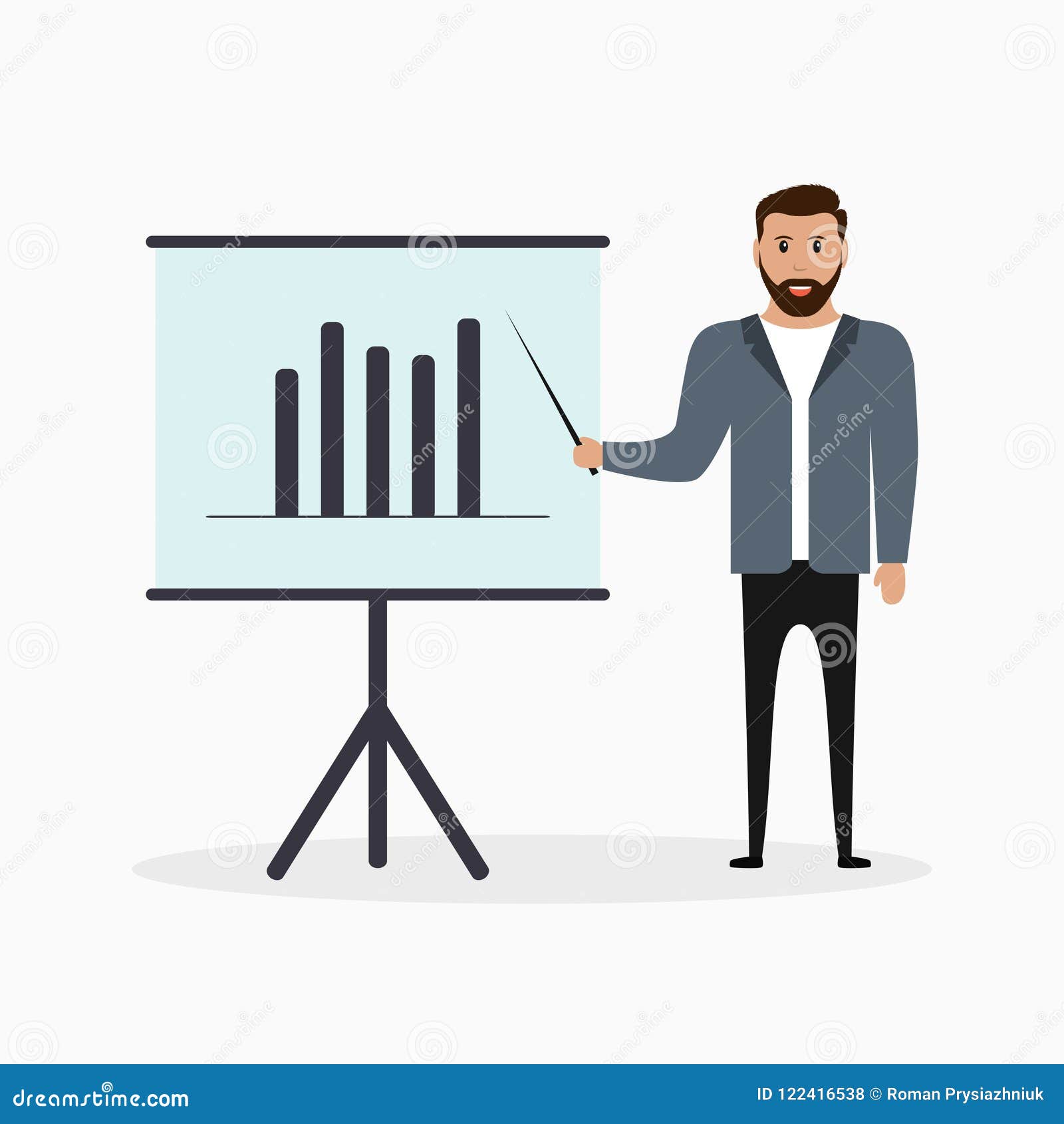 Businessman Near Screen Board with Pointer in Hand. Concept of Business ...