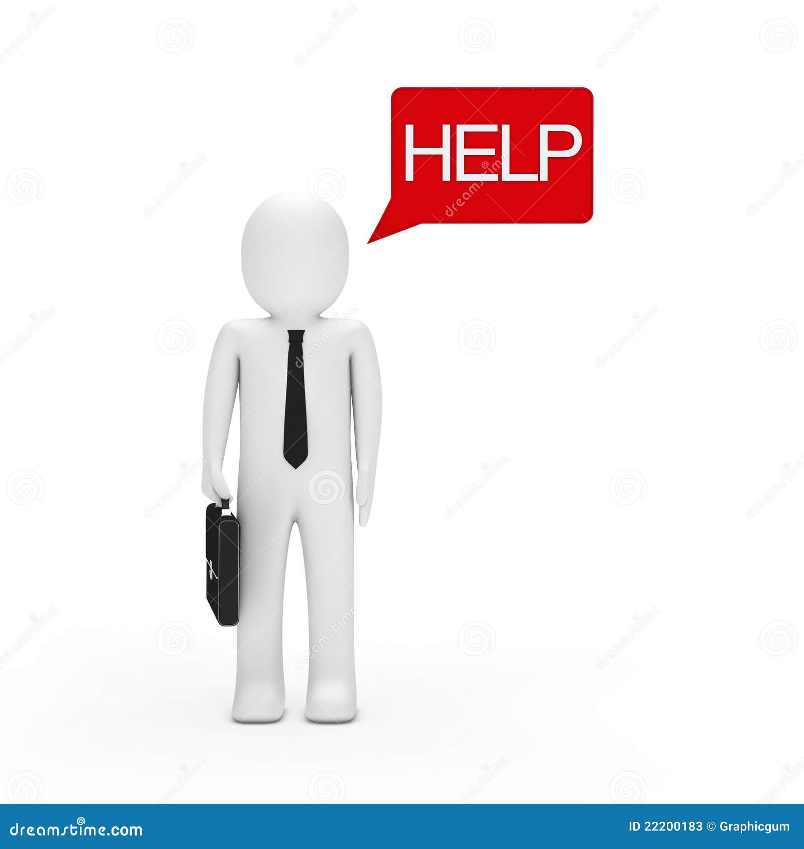 Businessman need help red stock illustration. Illustration of render ...