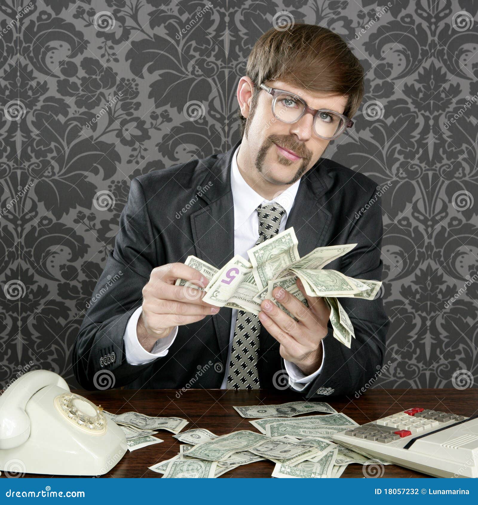 Businessman Nerd Accountant Dollar Notes Stock Photo - Image of dork ...
