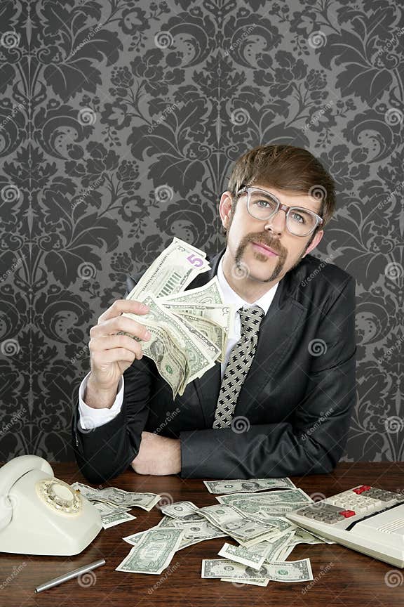 Businessman Nerd Accountant Dollar Notes Stock Photo - Image of geek ...
