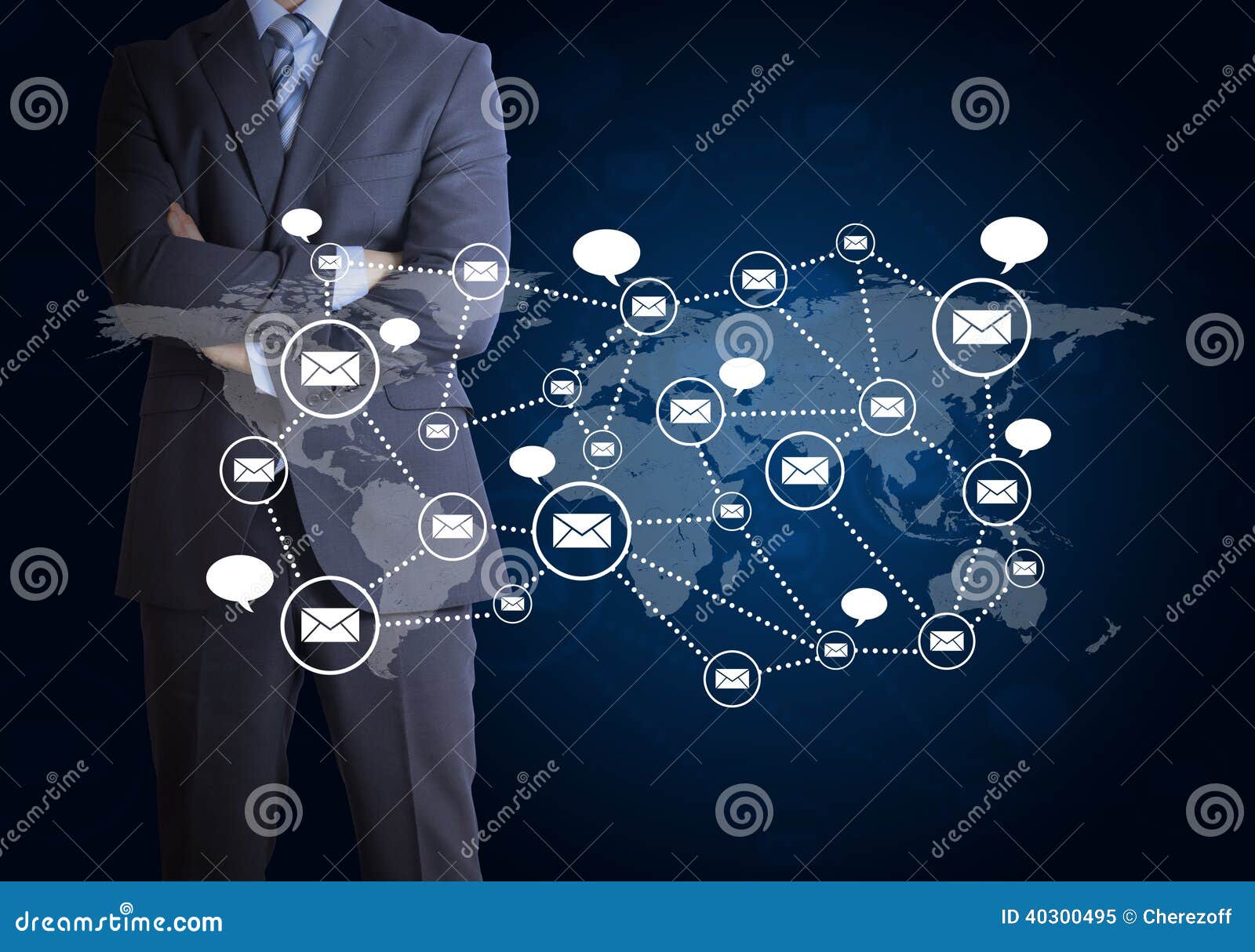 Businessman and Network of Contacts Stock Illustration - Illustration ...