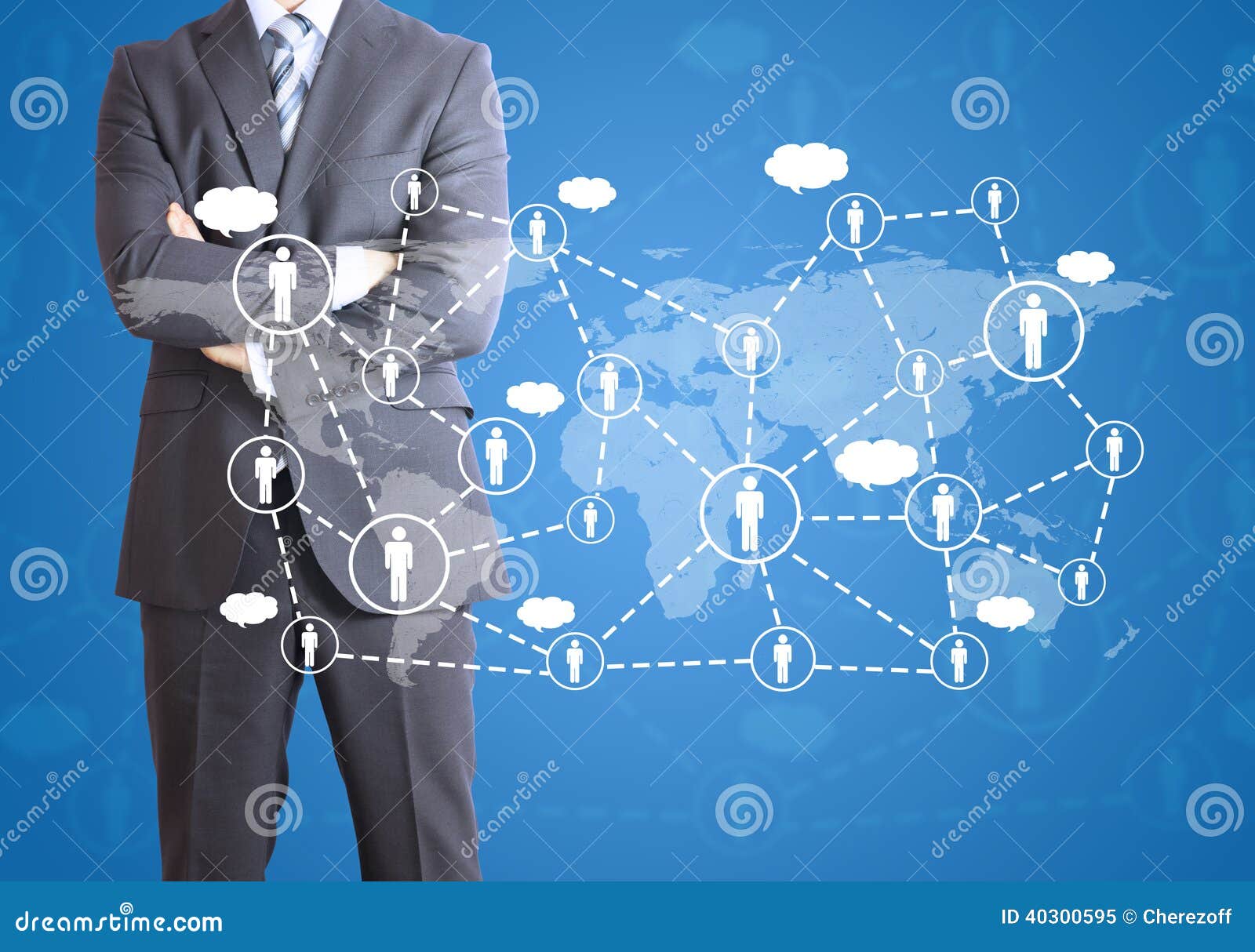 Businessman and Network of Contacts Stock Illustration - Illustration ...