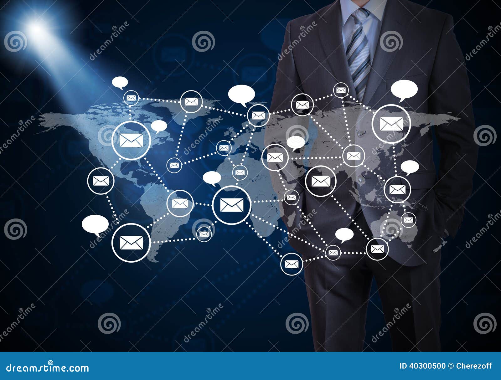 Businessman and Network of Contacts Stock Illustration - Illustration ...
