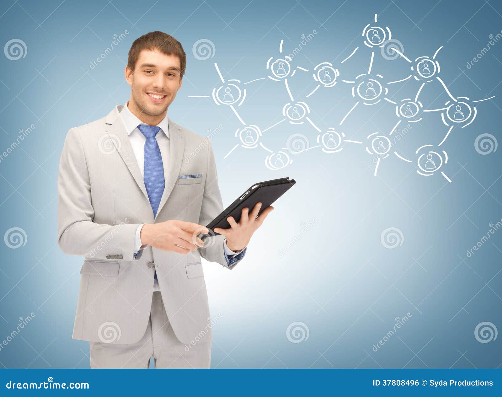 Businessman Networking with Tablet Pc Stock Photo - Image of ...