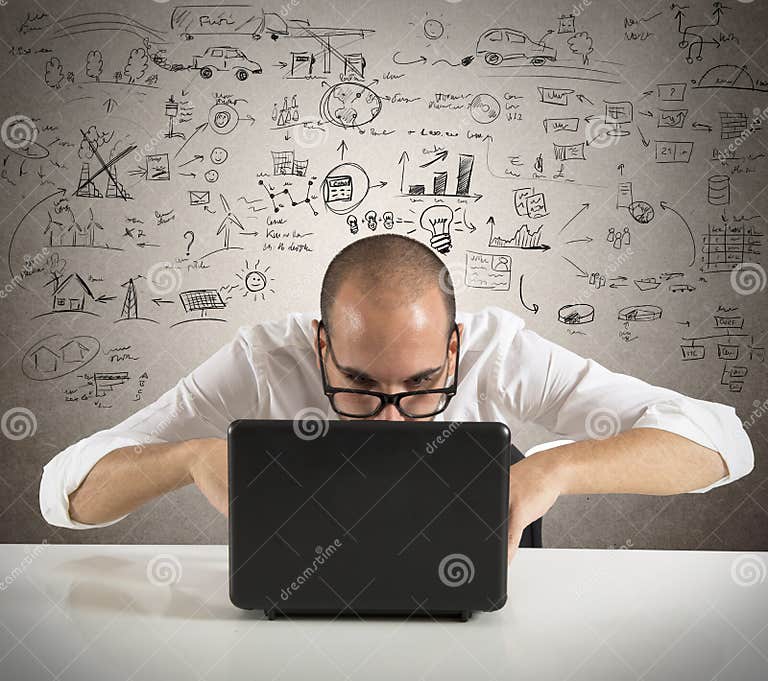 Businessman and new idea stock image. Image of diagram - 37172587