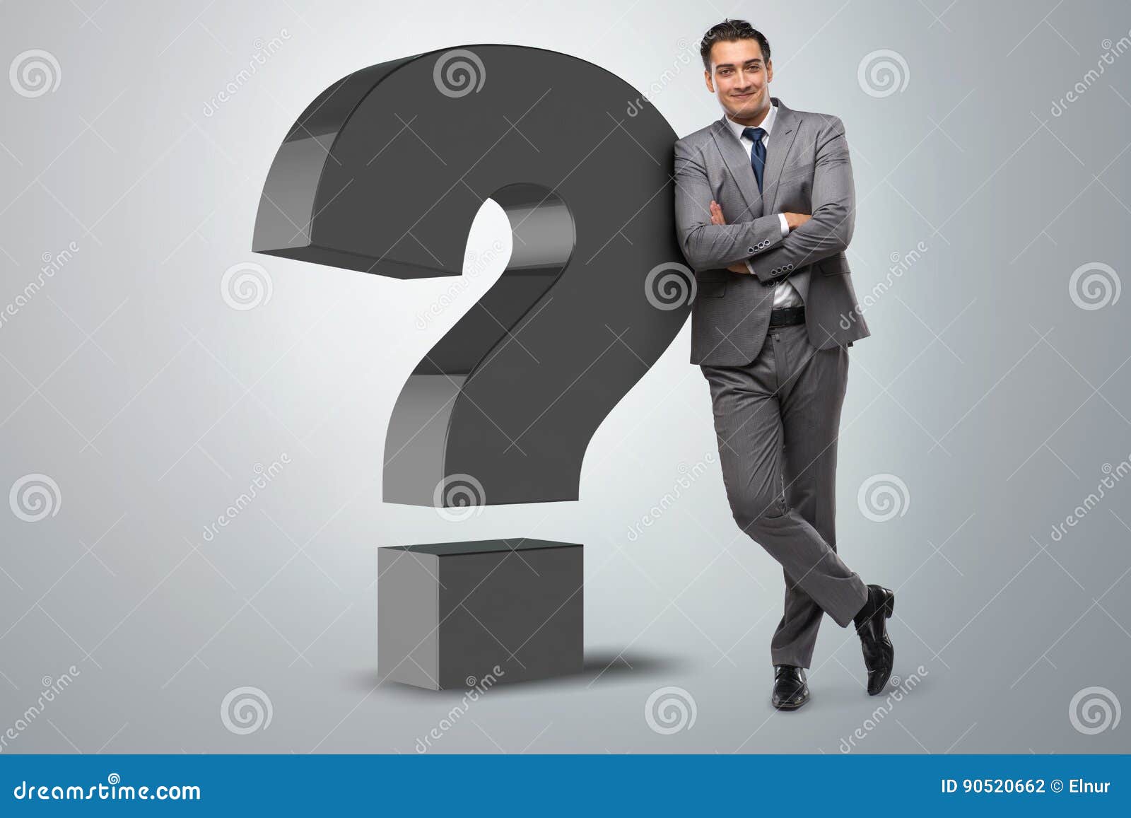 The Businessman Next To the Giant Question Mark Stock Photo - Image of ...