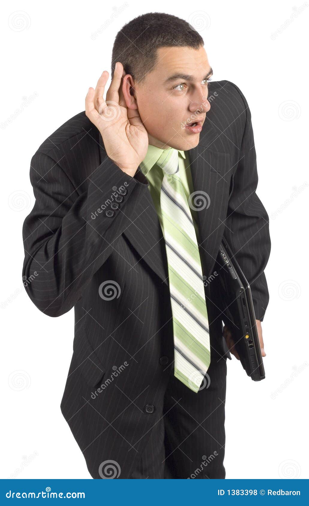 Businessman with Notebook - Eavesdropping Stock Photo - Image of ...